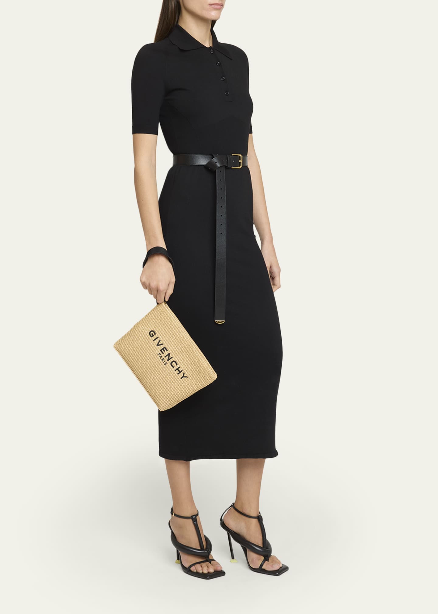Givenchy Logo-Embroidered Pouch Bag in Faux Raffia - Bergdorf Goodman