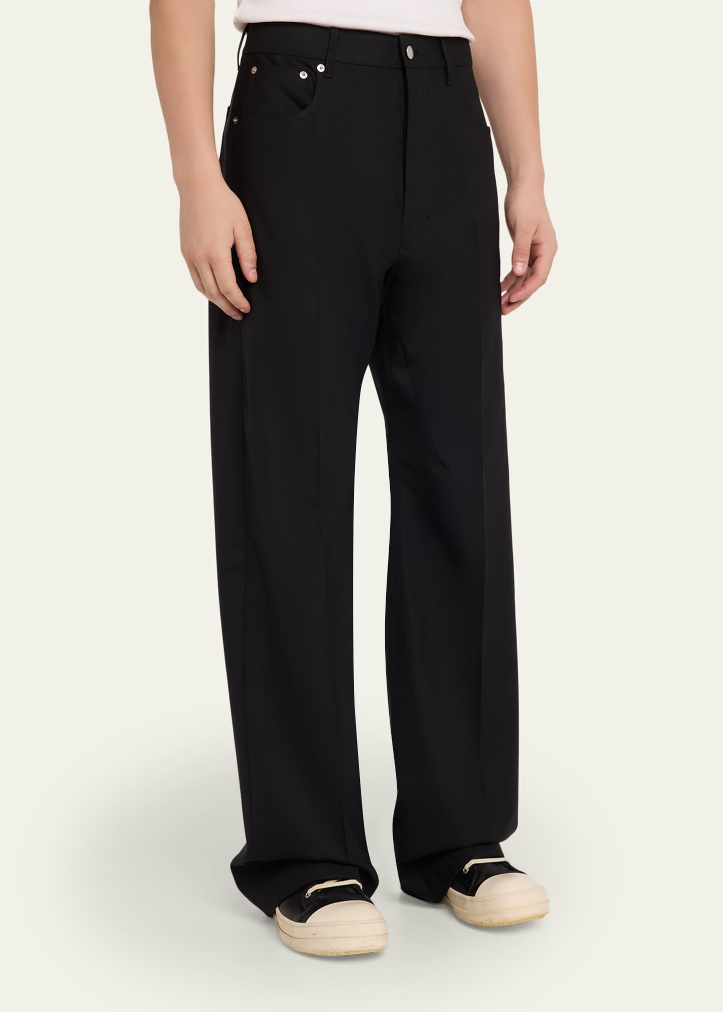 Rick Owens Men's Geth Paper Wool Wide-Leg Jeans - Bergdorf Goodman