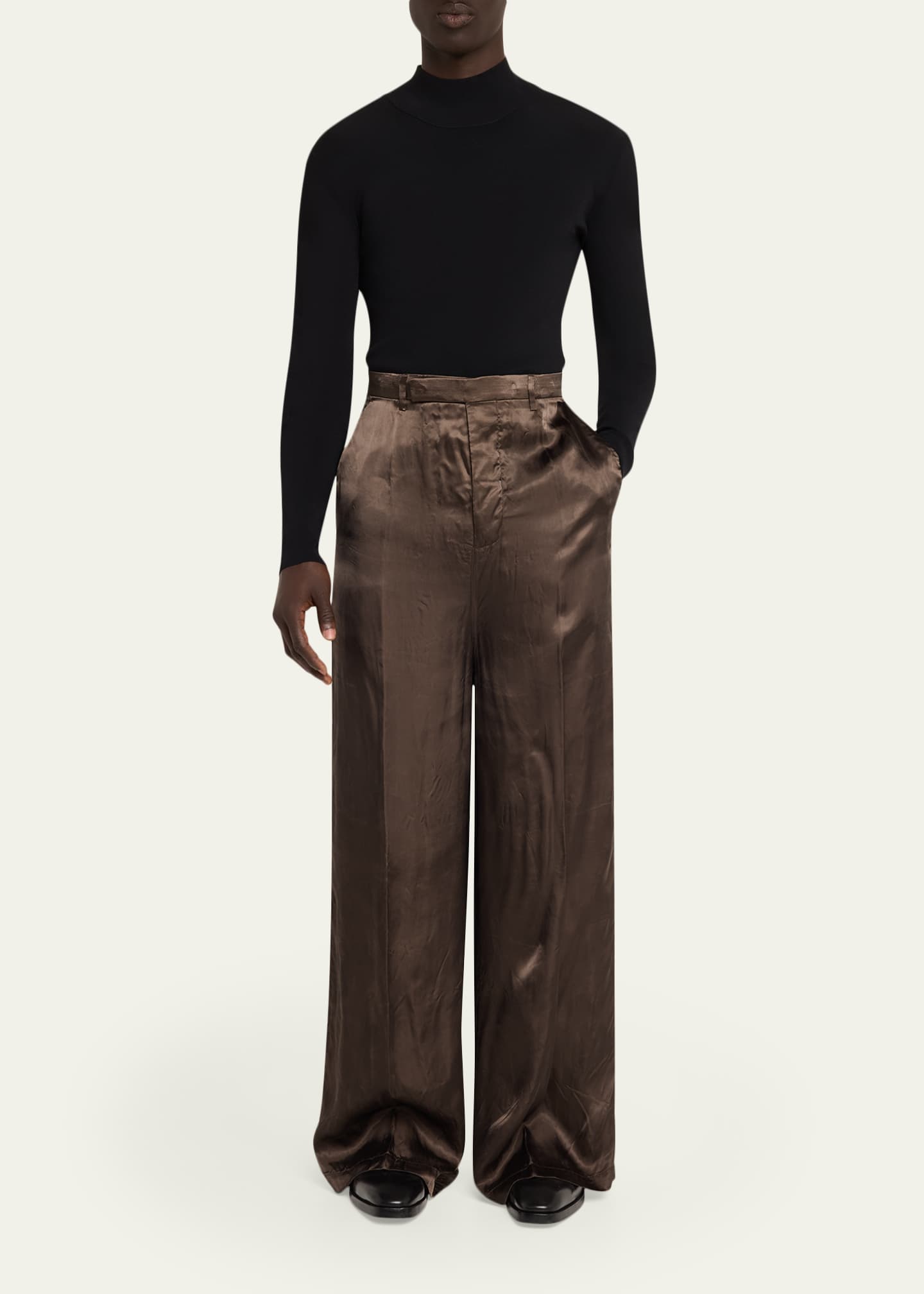 Rick Owens Satin Wide-Leg Pants - Bergdorf Goodman
