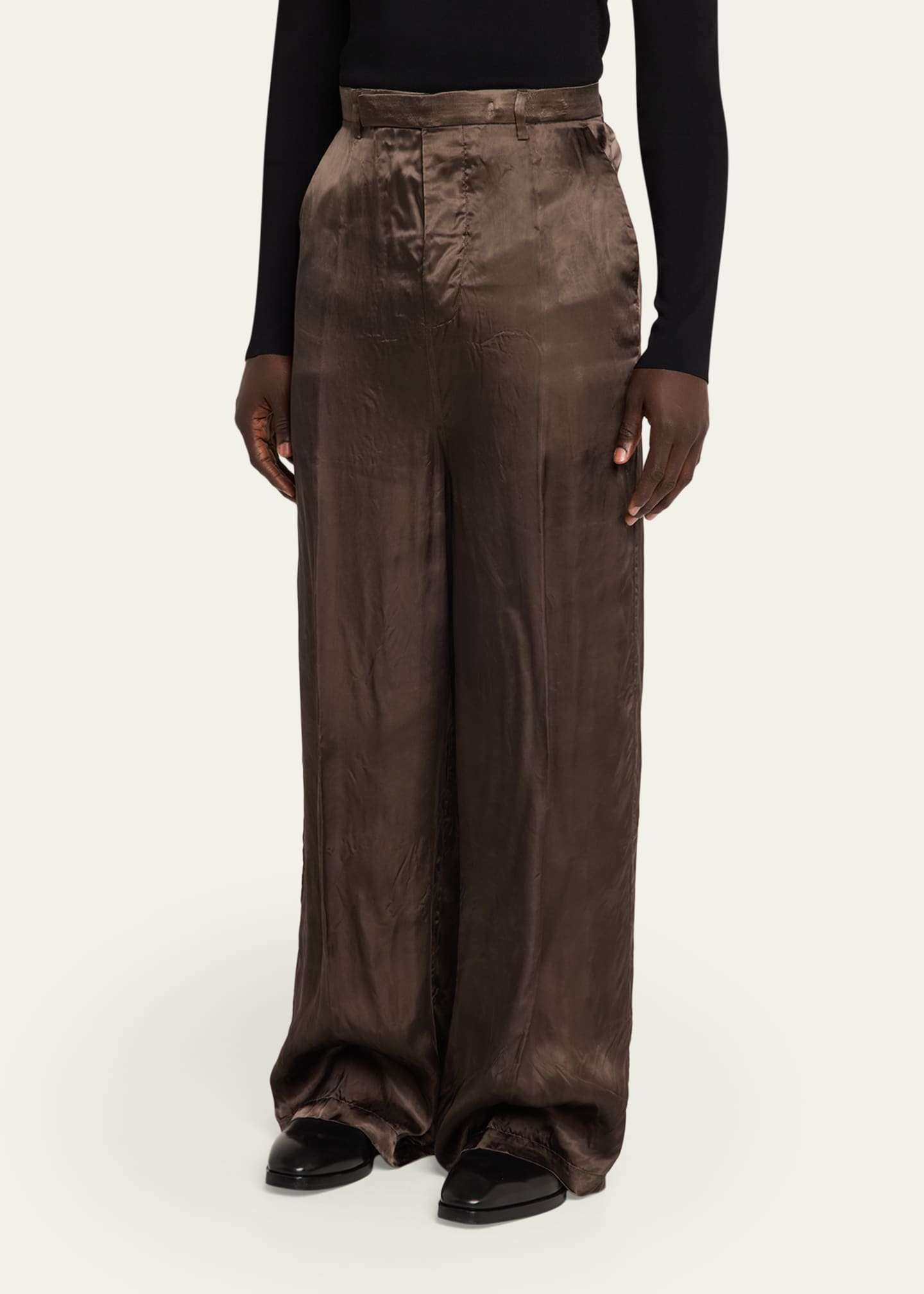 Rick Owens Satin Wide-Leg Pants - Bergdorf Goodman