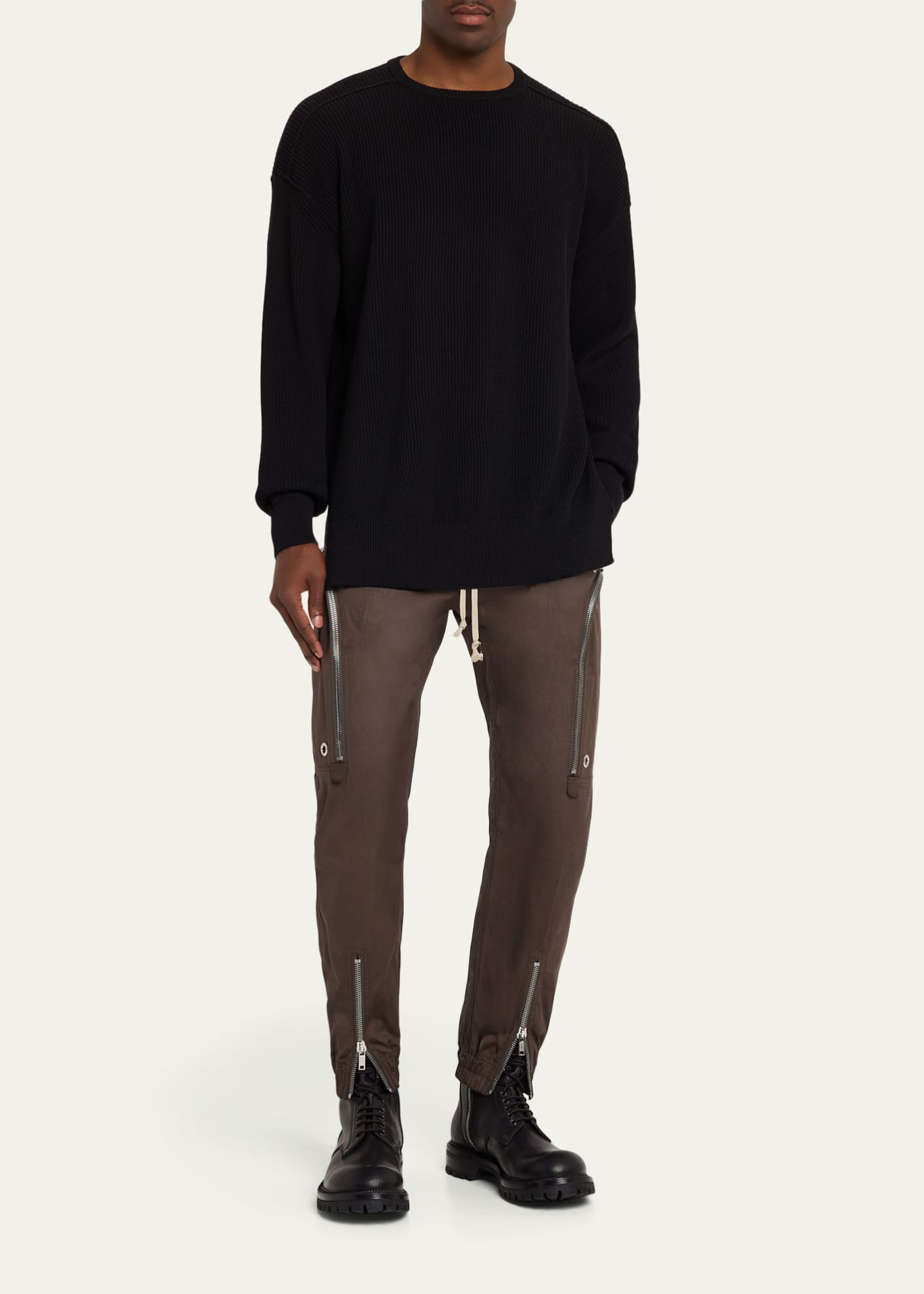 Rick Owens Men's Fisherman Knit Wool Sweater - Bergdorf Goodman