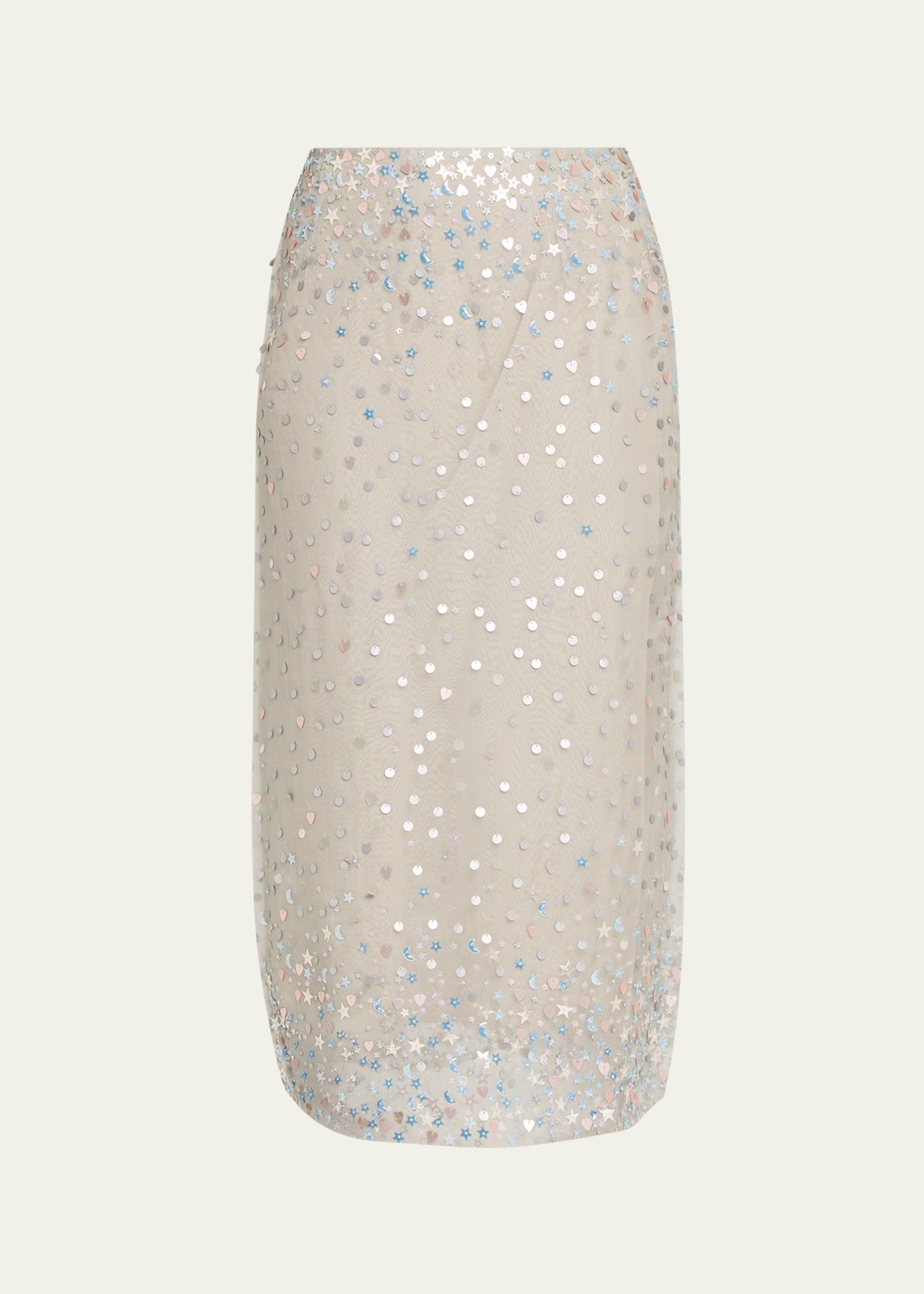 BERNADETTE Roxane Star Embroidered Silk Midi Skirt - Bergdorf Goodman