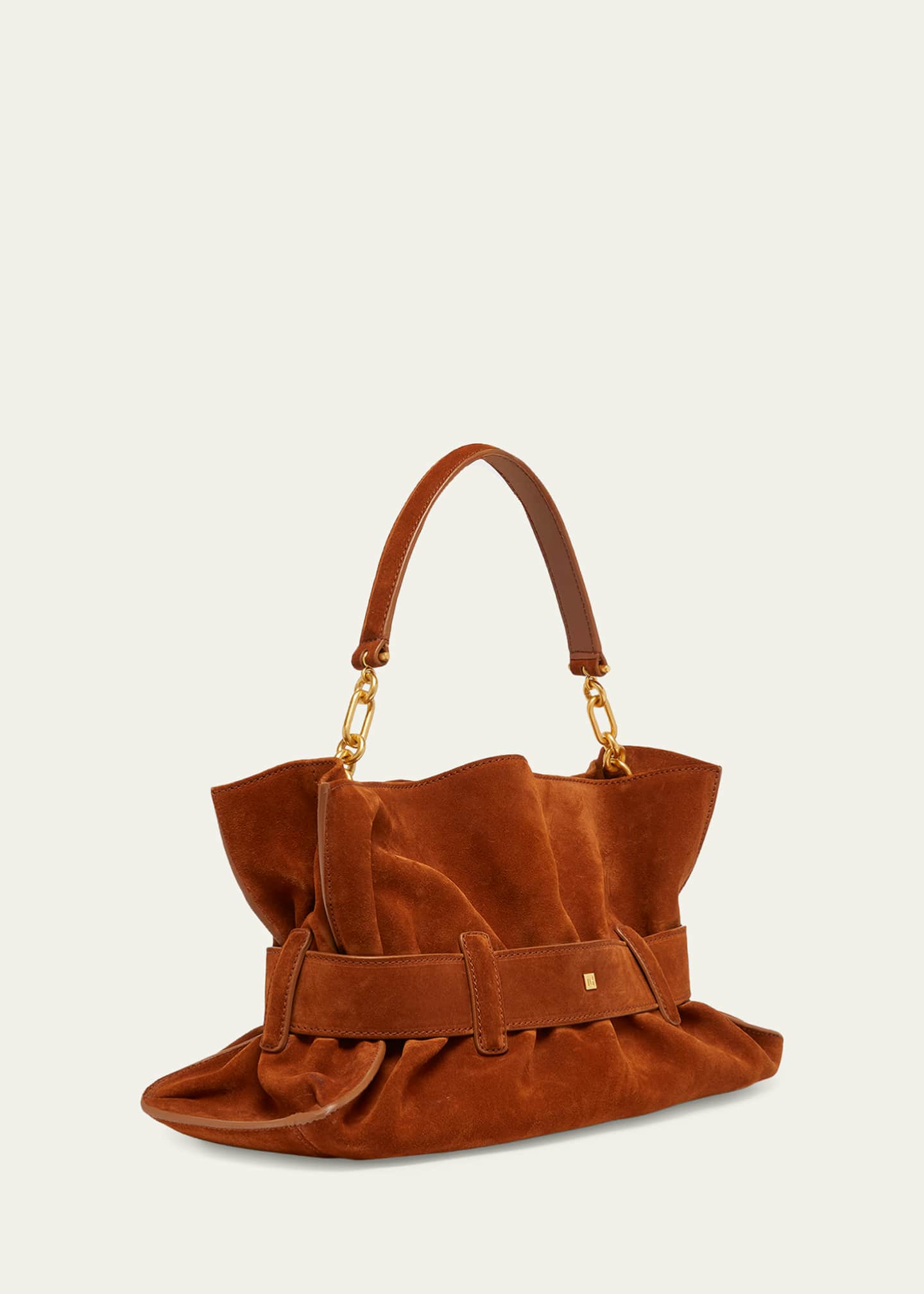 Balmain Anthem Medium Shoulder Bag in Suede - Bergdorf Goodman