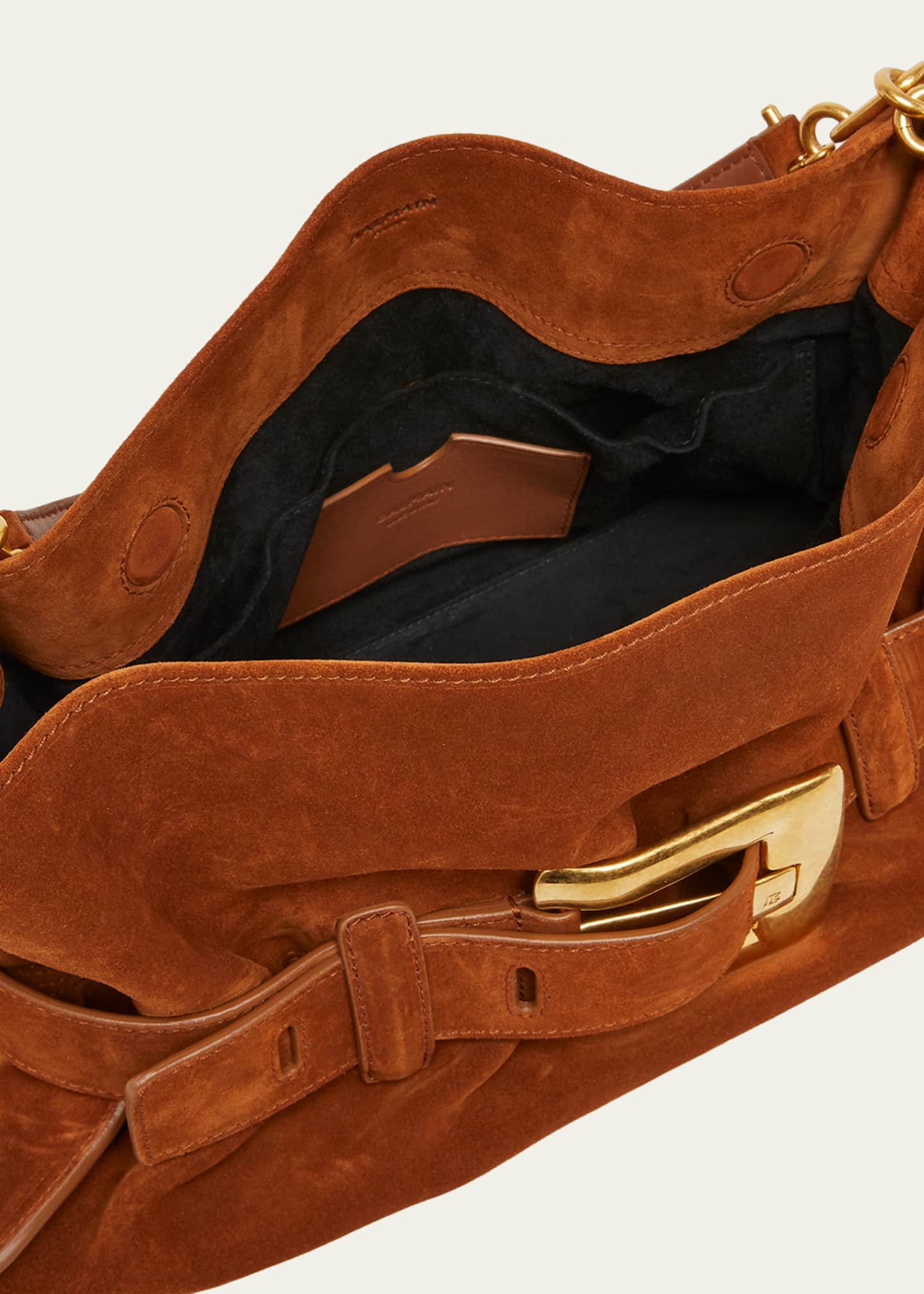 Balmain Anthem Medium Shoulder Bag in Suede - Bergdorf Goodman