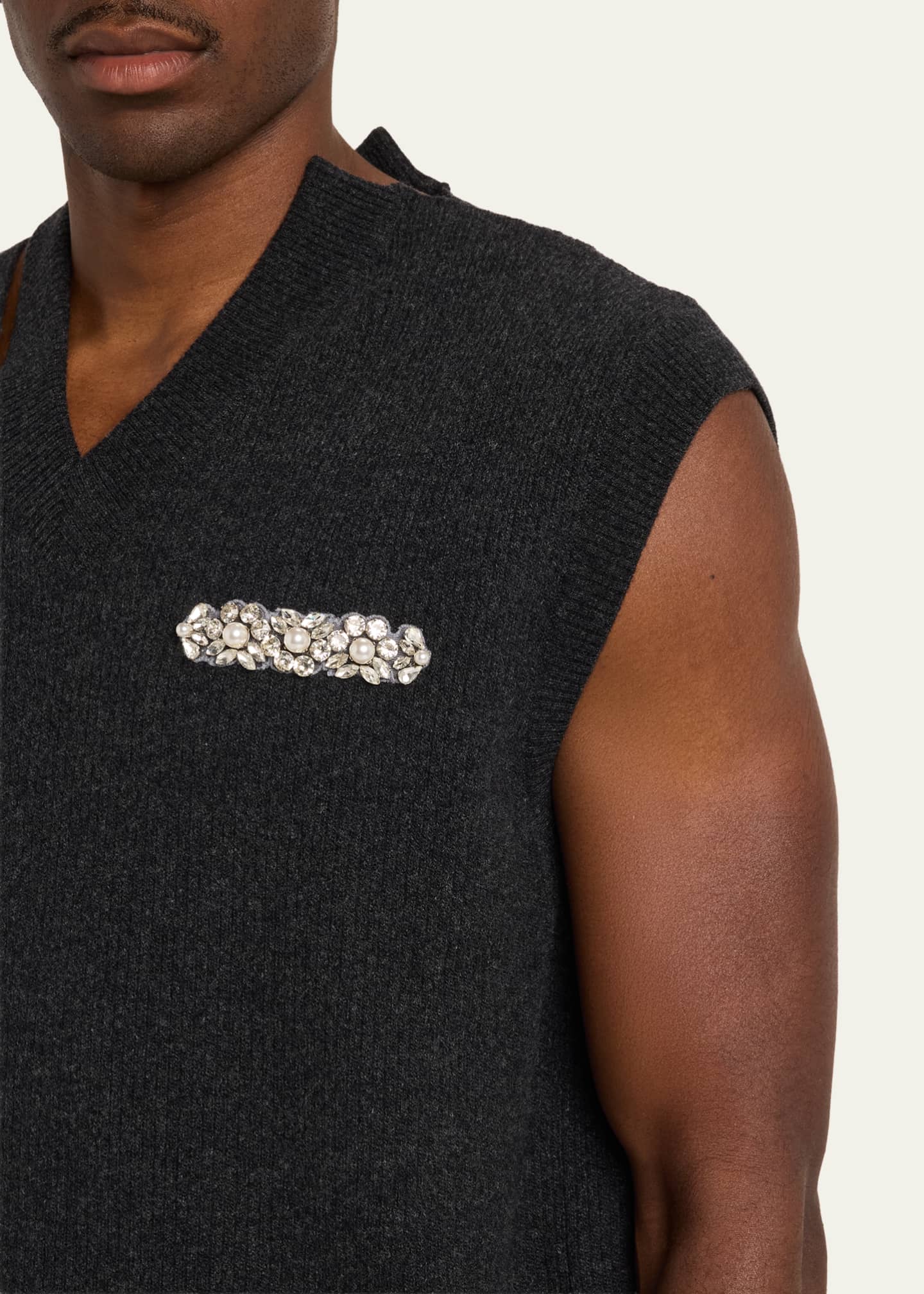 Simone Rocha Men's Embellished Merino Seam Bite Vest - Bergdorf Goodman