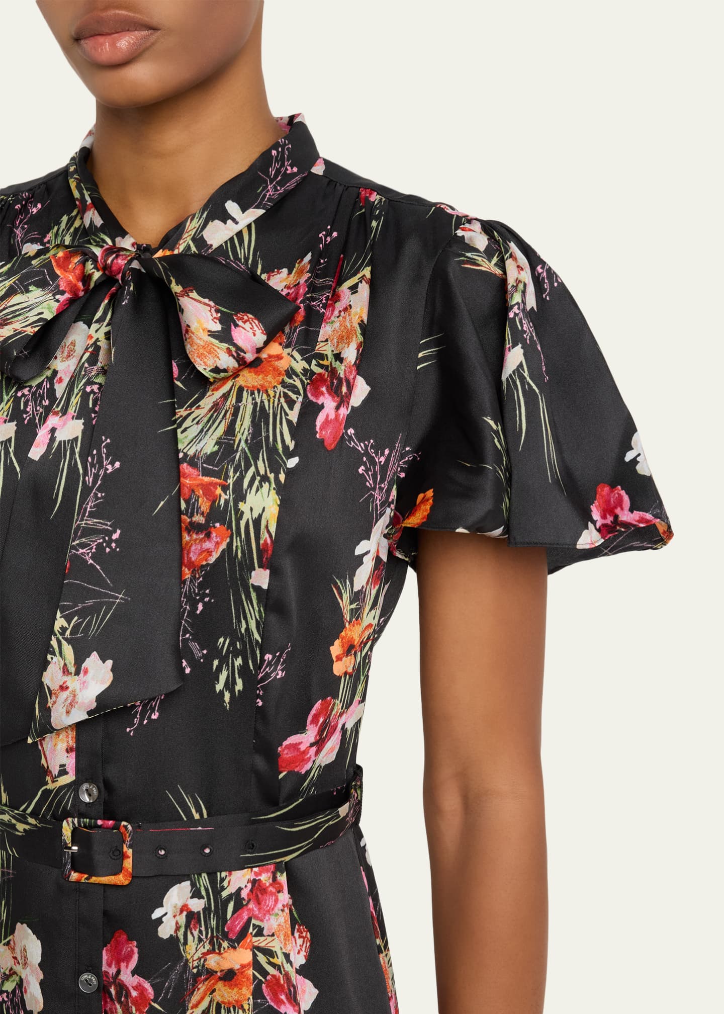 Cinq a Sept Willow Satin Iris Bouquet Midi Dress - Bergdorf Goodman