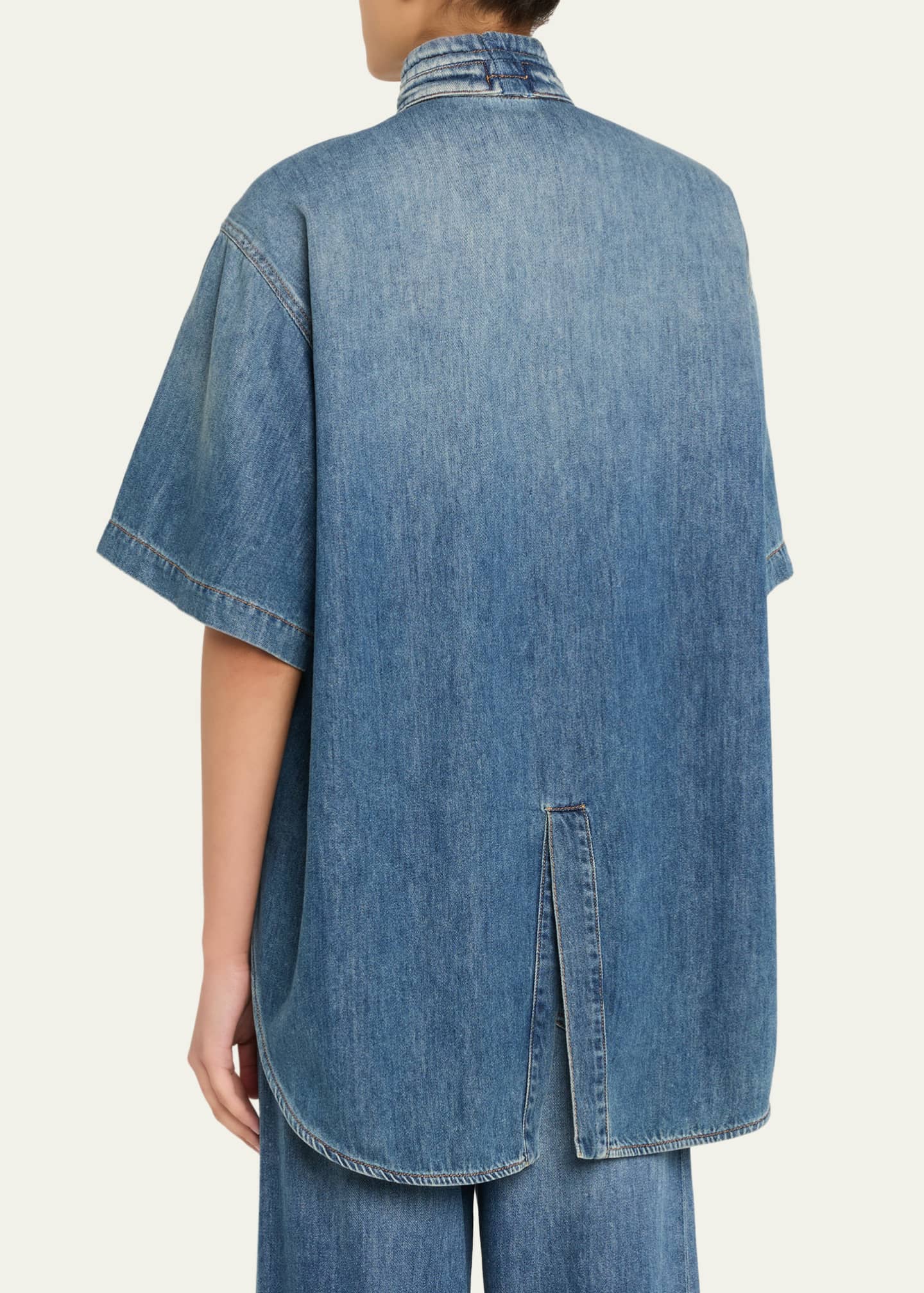 DARKPARK Roberta Short-Sleeve Denim Shirt - Bergdorf Goodman