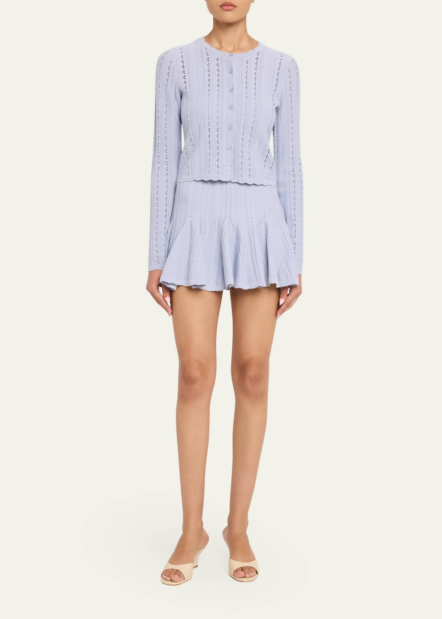 LoveShackFancy Peridot Pointelle Cardigan - Bergdorf Goodman