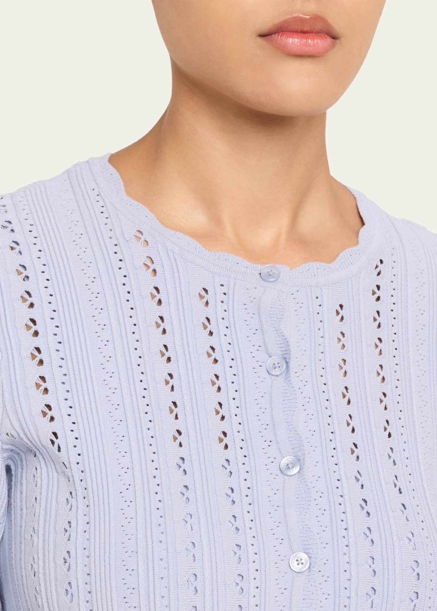 LoveShackFancy Peridot Pointelle Cardigan - Bergdorf Goodman
