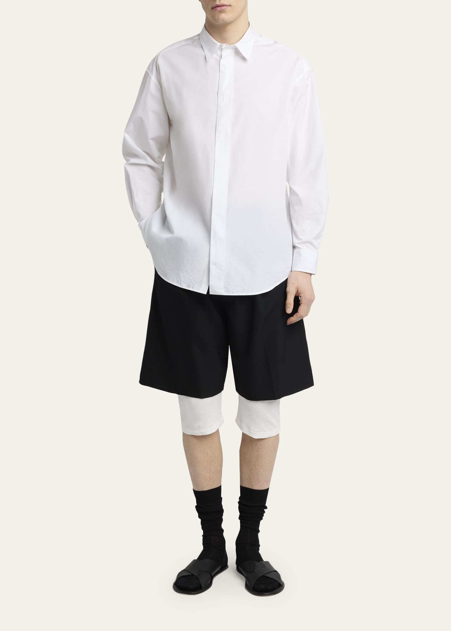 THE ROW Men's Sayed Pleated Wool Gabardine Shorts - Bergdorf Goodman