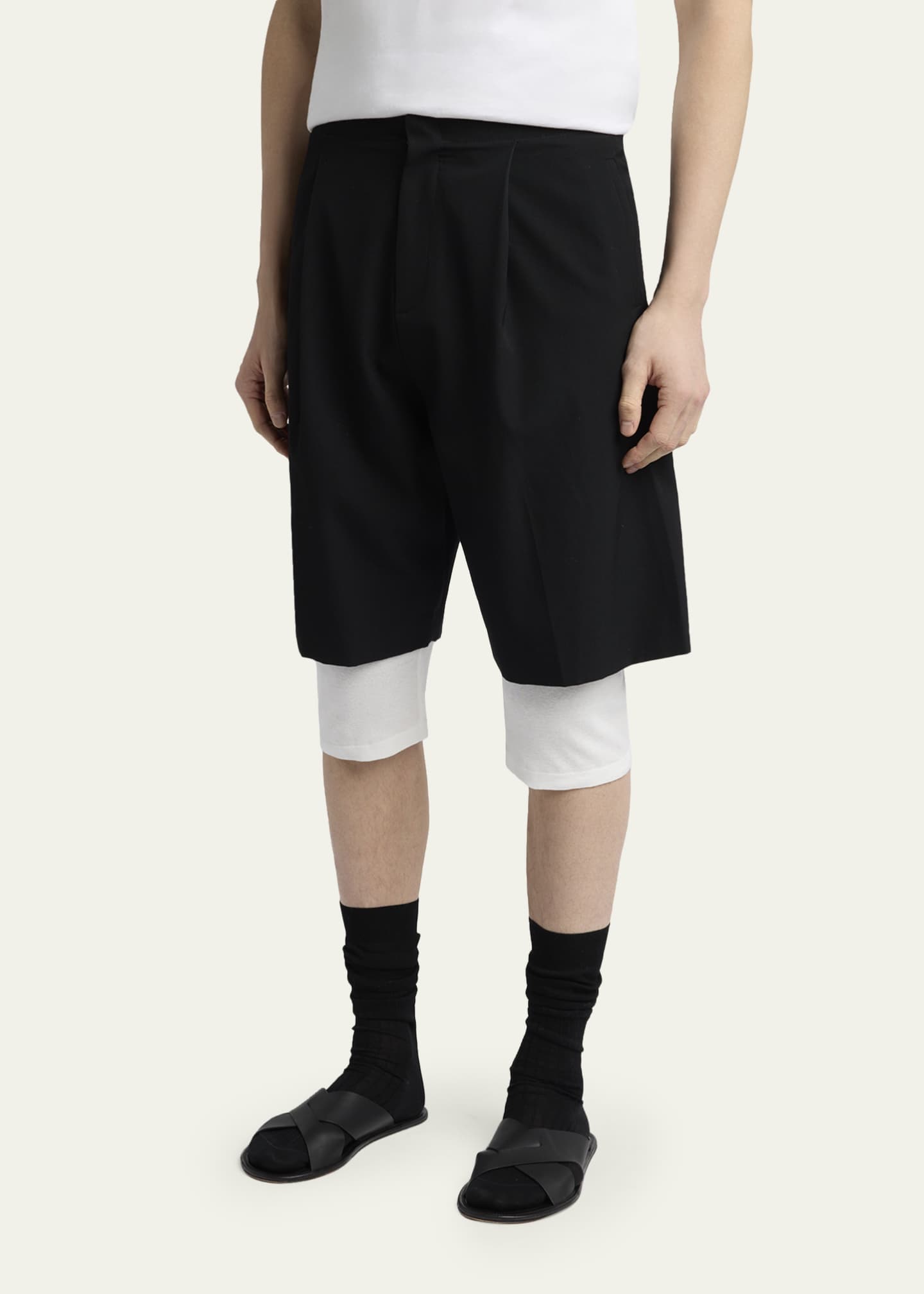 THE ROW Men's Sayed Pleated Wool Gabardine Shorts - Bergdorf Goodman