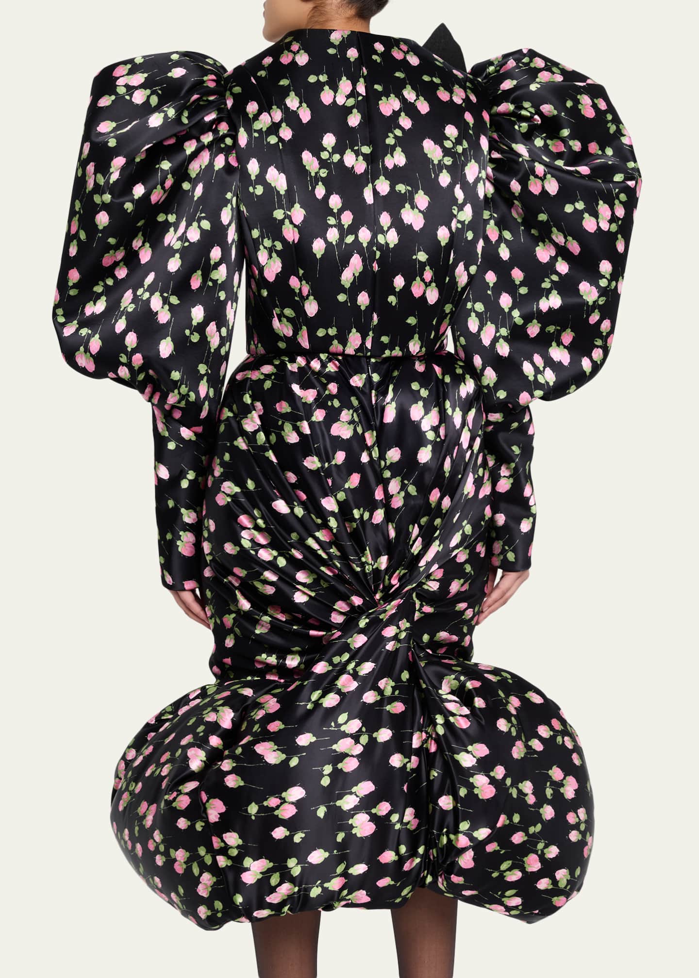 Marc Jacobs Runway Rose-Print Satin Bow Balloon-Sleeve Crop Jacket ...