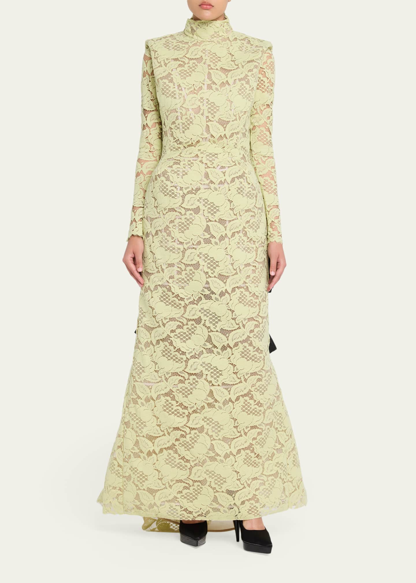 Marc Jacobs Runway Sculptural Lace Long-Sleeve Bow Trumpet Gown ...