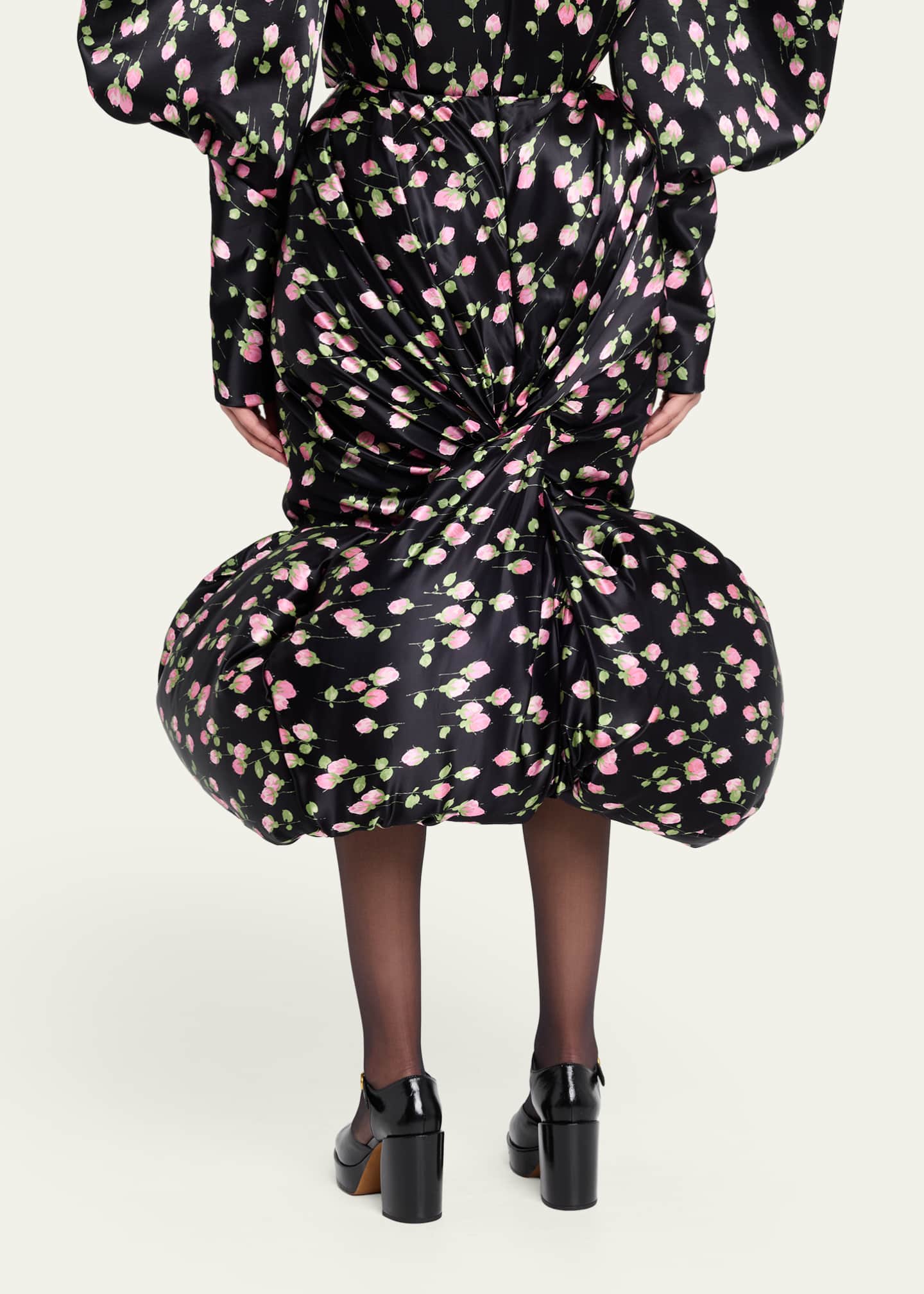 Marc Jacobs Runway Rose Print Satin Bubble Hem Skirt - Bergdorf Goodman
