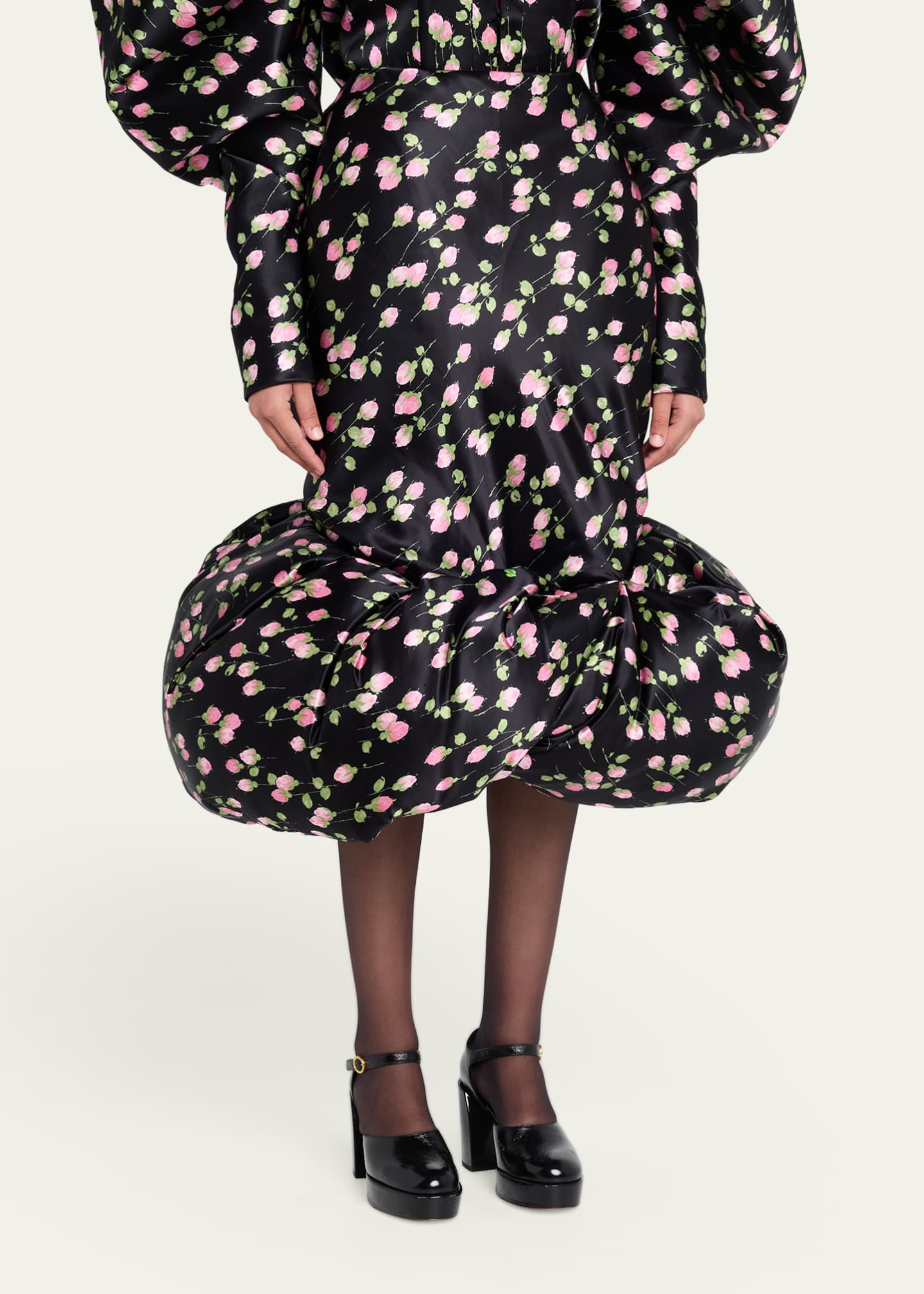 Marc Jacobs Runway Rose Print Satin Bubble Hem Skirt - Bergdorf Goodman