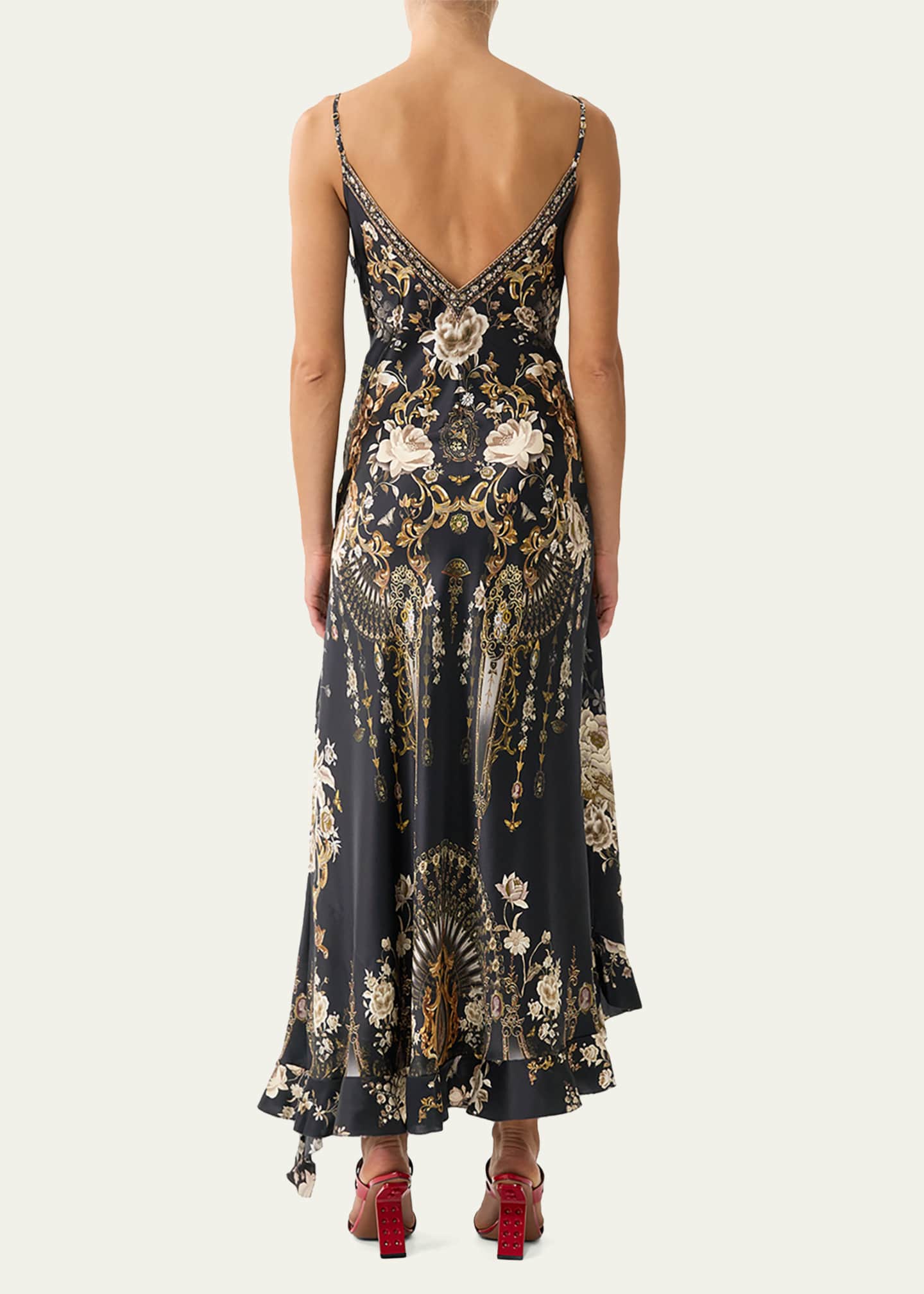 Camilla Flamenco Folklore Bias Slip Dress with Frill Hem - Bergdorf Goodman