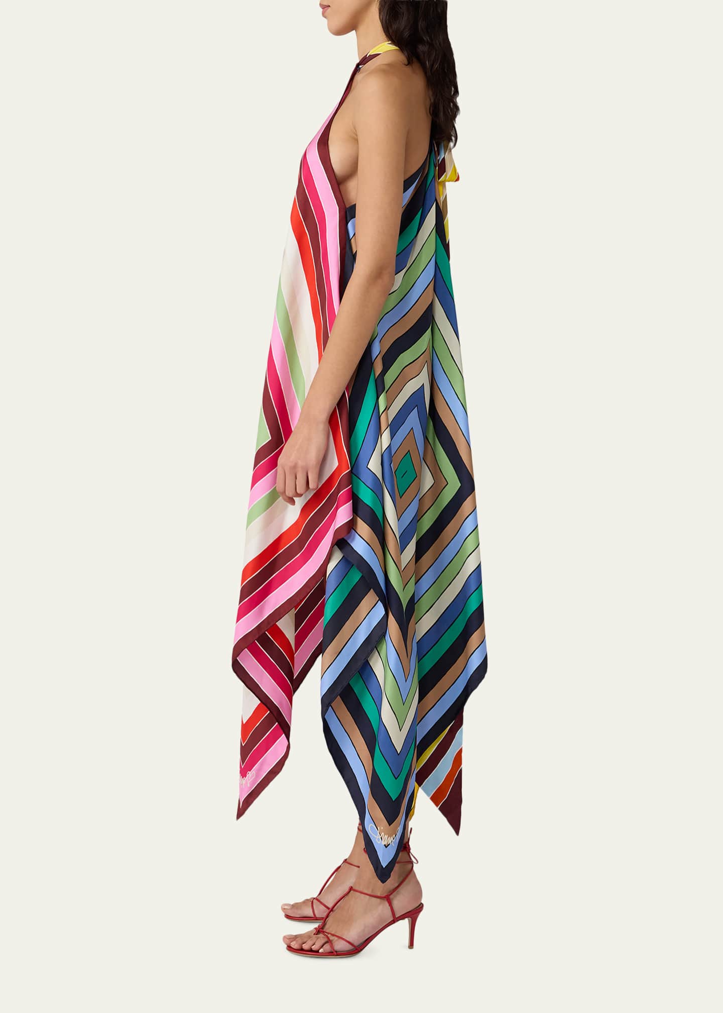 Diane von Furstenberg Harley Striped Silk Scarf Handkerchief Midi Dress ...