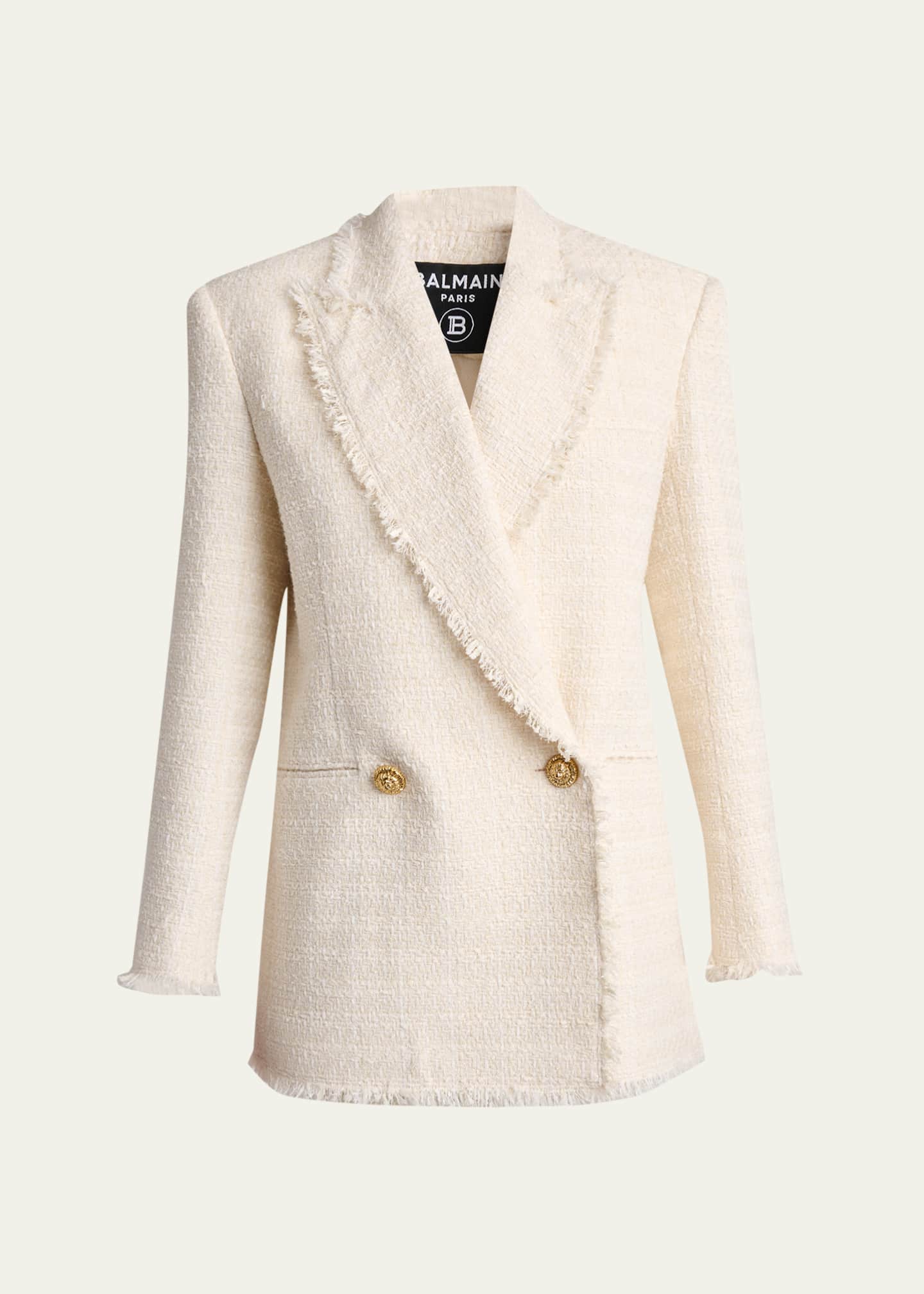 Balmain Tweed Double-Breasted Blazer Jacket - Bergdorf Goodman