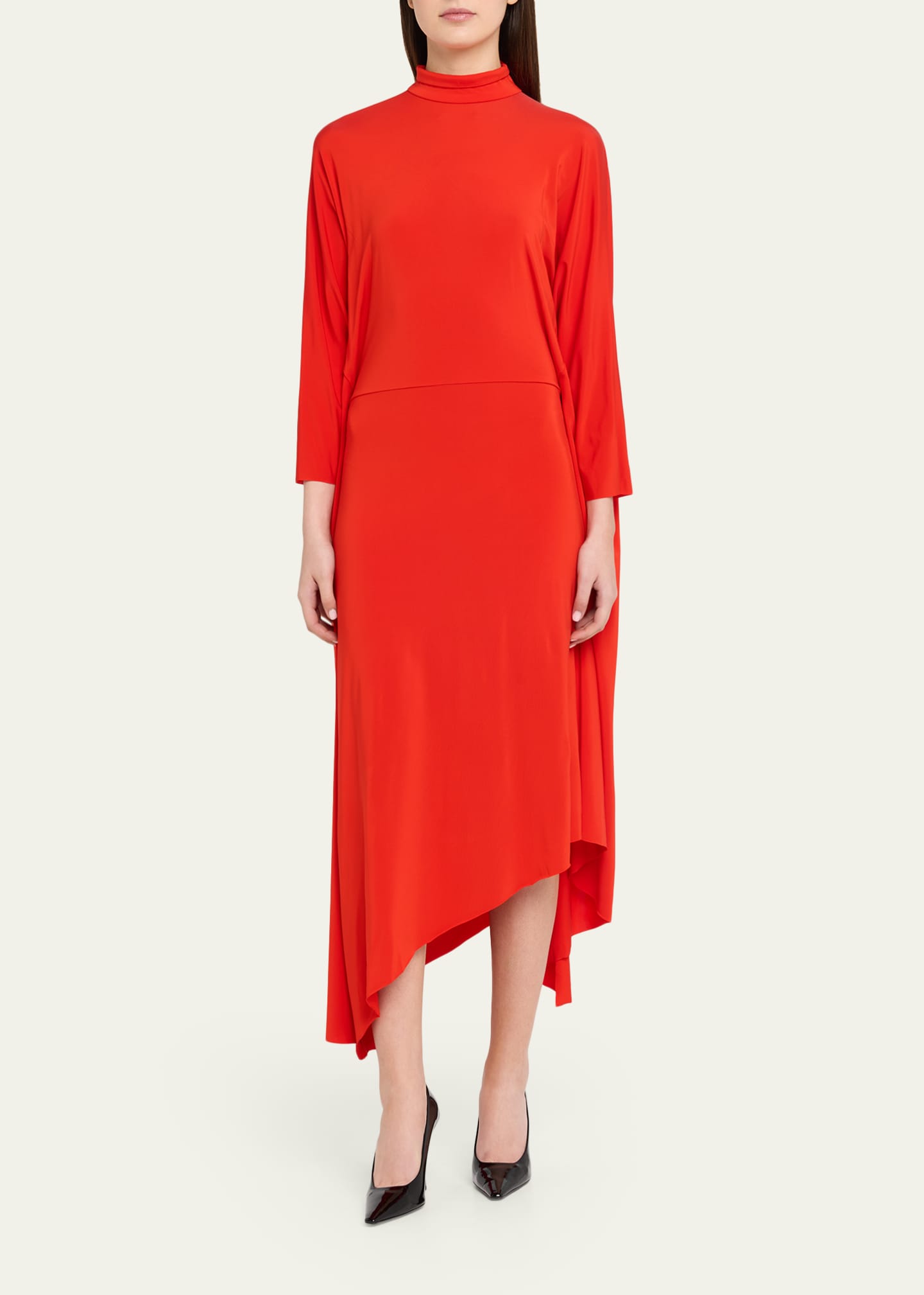Willy Chavarria Cascada Asymmetric Draped Backless Midi Dress ...