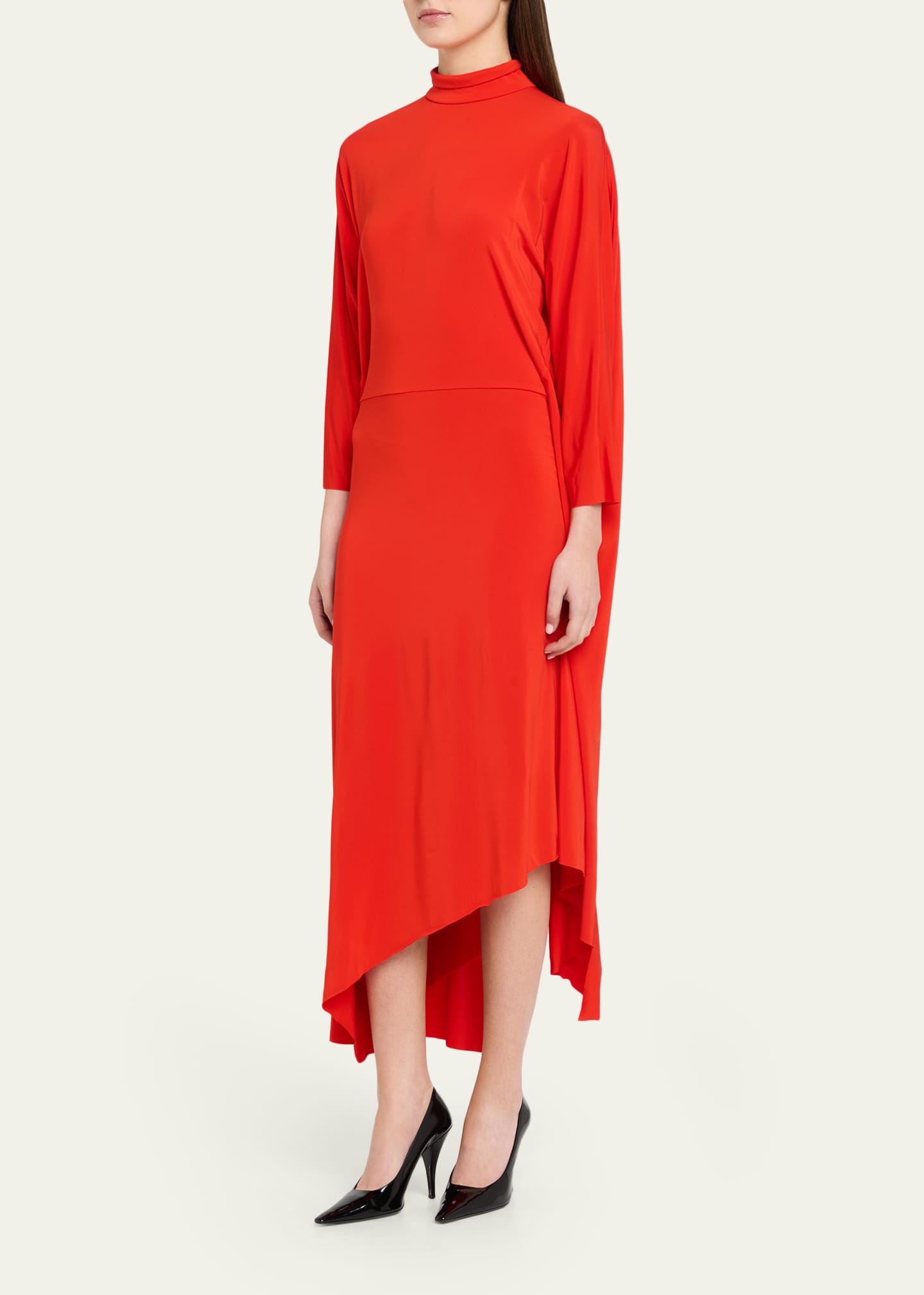 Willy Chavarria Cascada Asymmetric Draped Backless Midi Dress ...