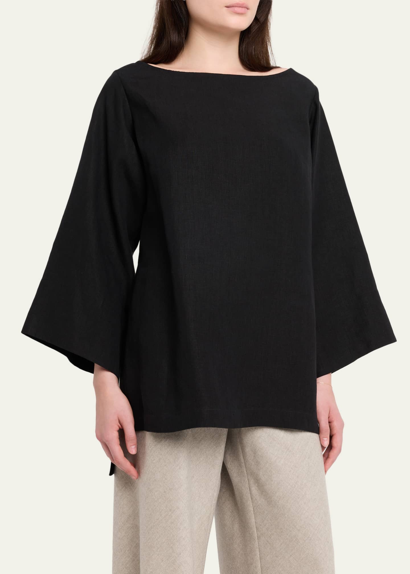 THE ROW Junia Boat-Neck Linen Top - Bergdorf Goodman