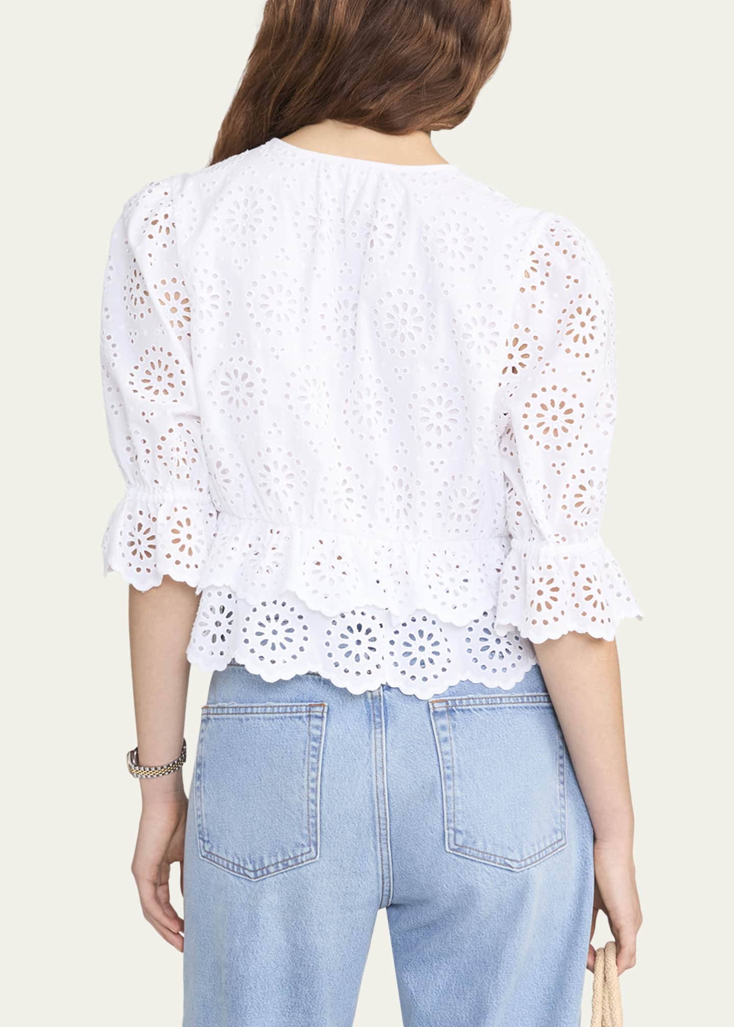 FRAME The Solstice Eyelet Blouse - Bergdorf Goodman