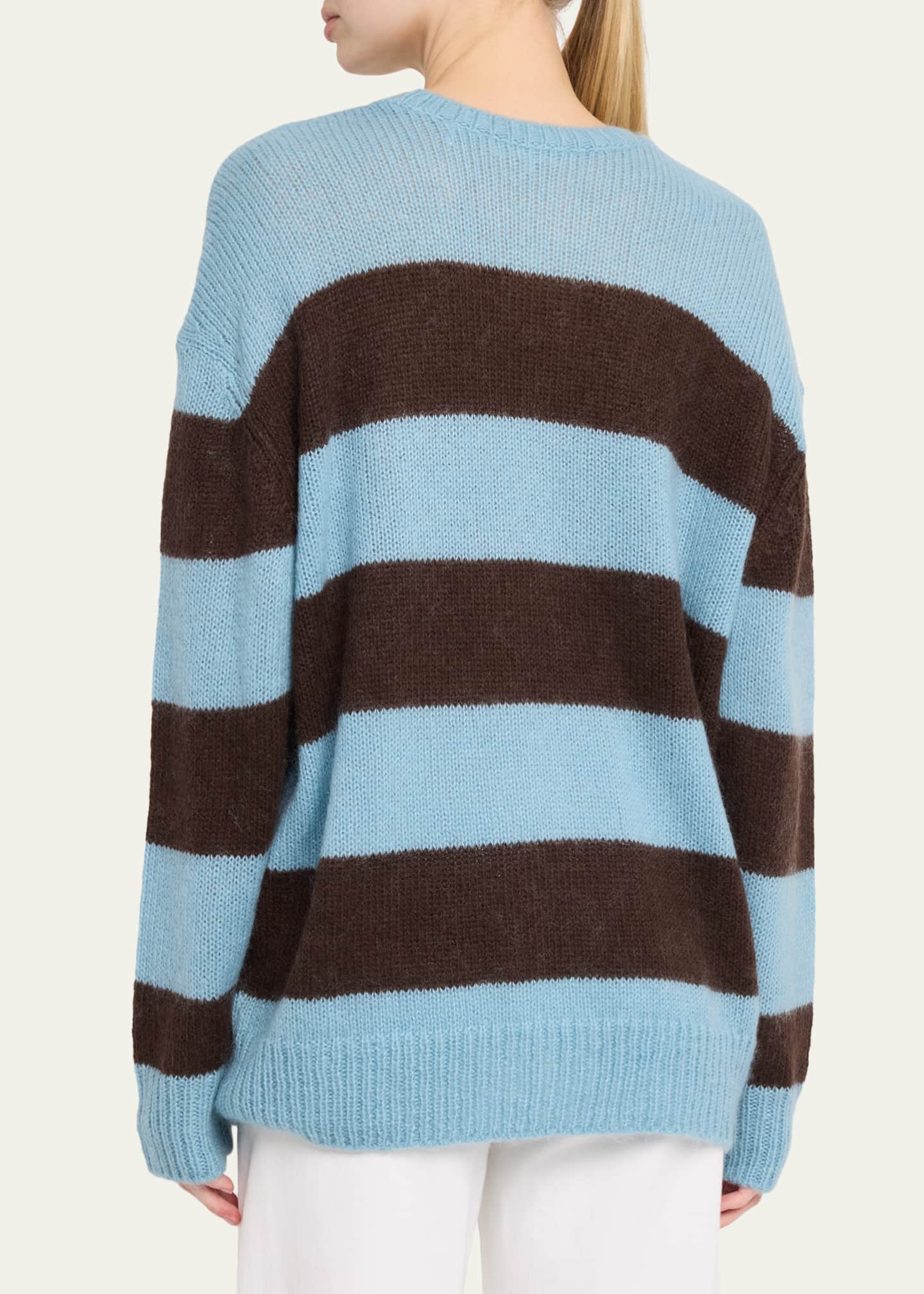 FRAME The Fuzzy Stripe Crewneck Sweater - Bergdorf Goodman