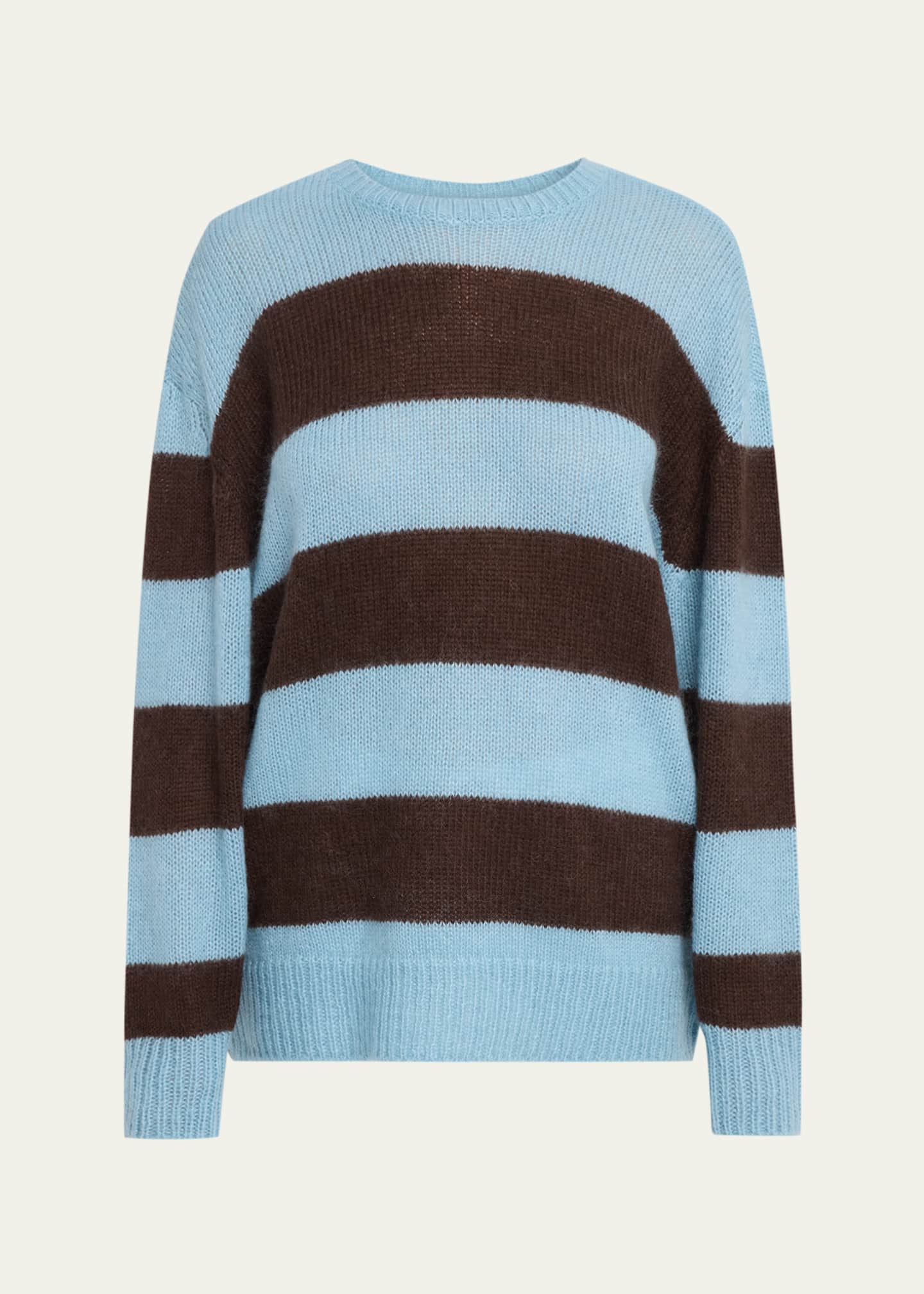 FRAME The Fuzzy Stripe Crewneck Sweater - Bergdorf Goodman