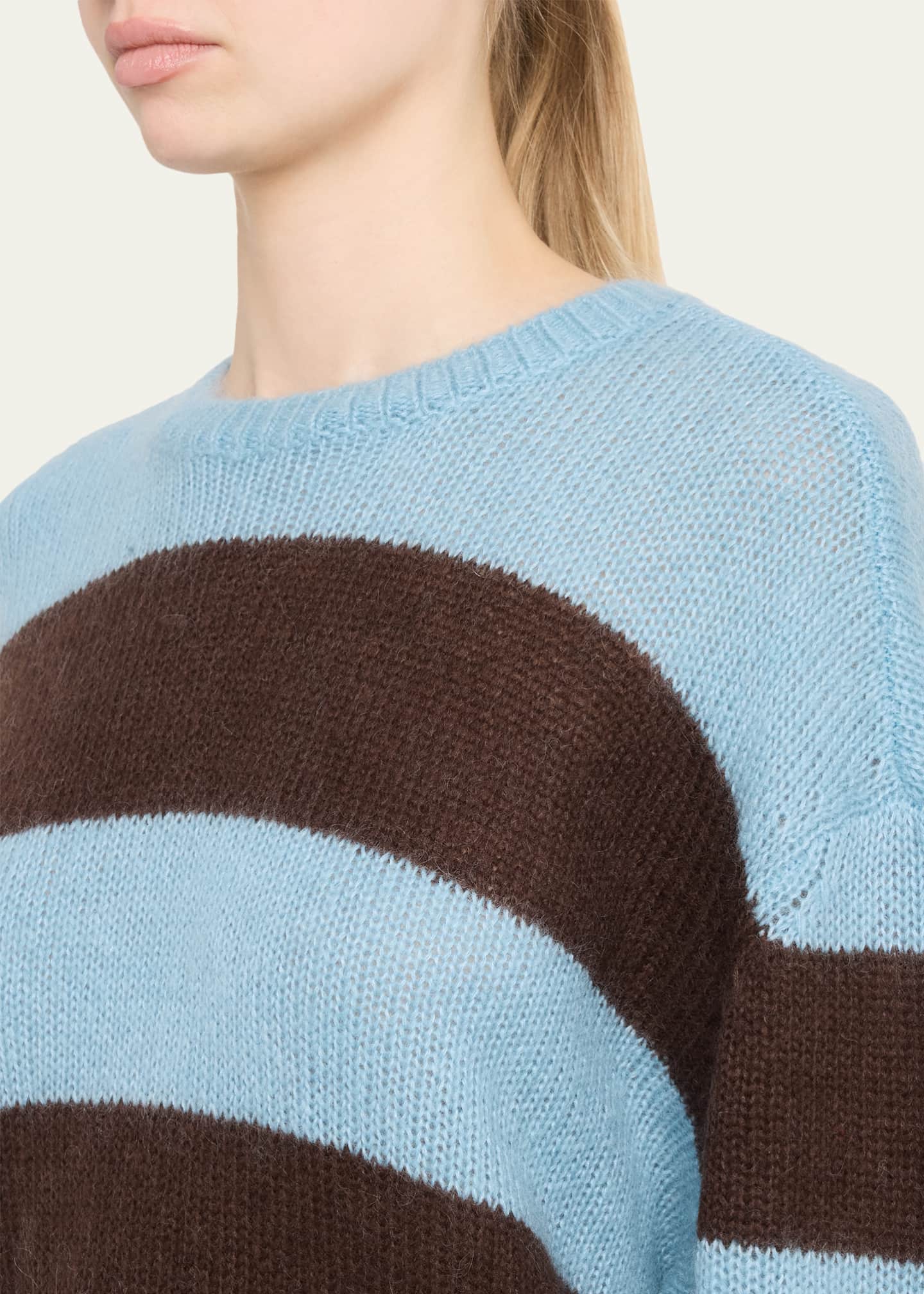 FRAME The Fuzzy Stripe Crewneck Sweater - Bergdorf Goodman