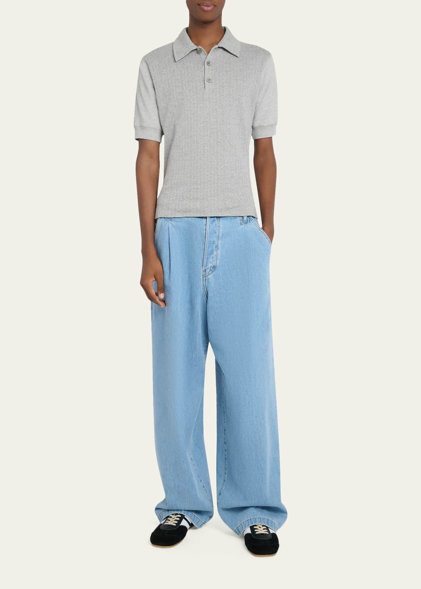 Dries Van Noten Men's Light Blue Pleated Denim Jeans - Bergdorf Goodman