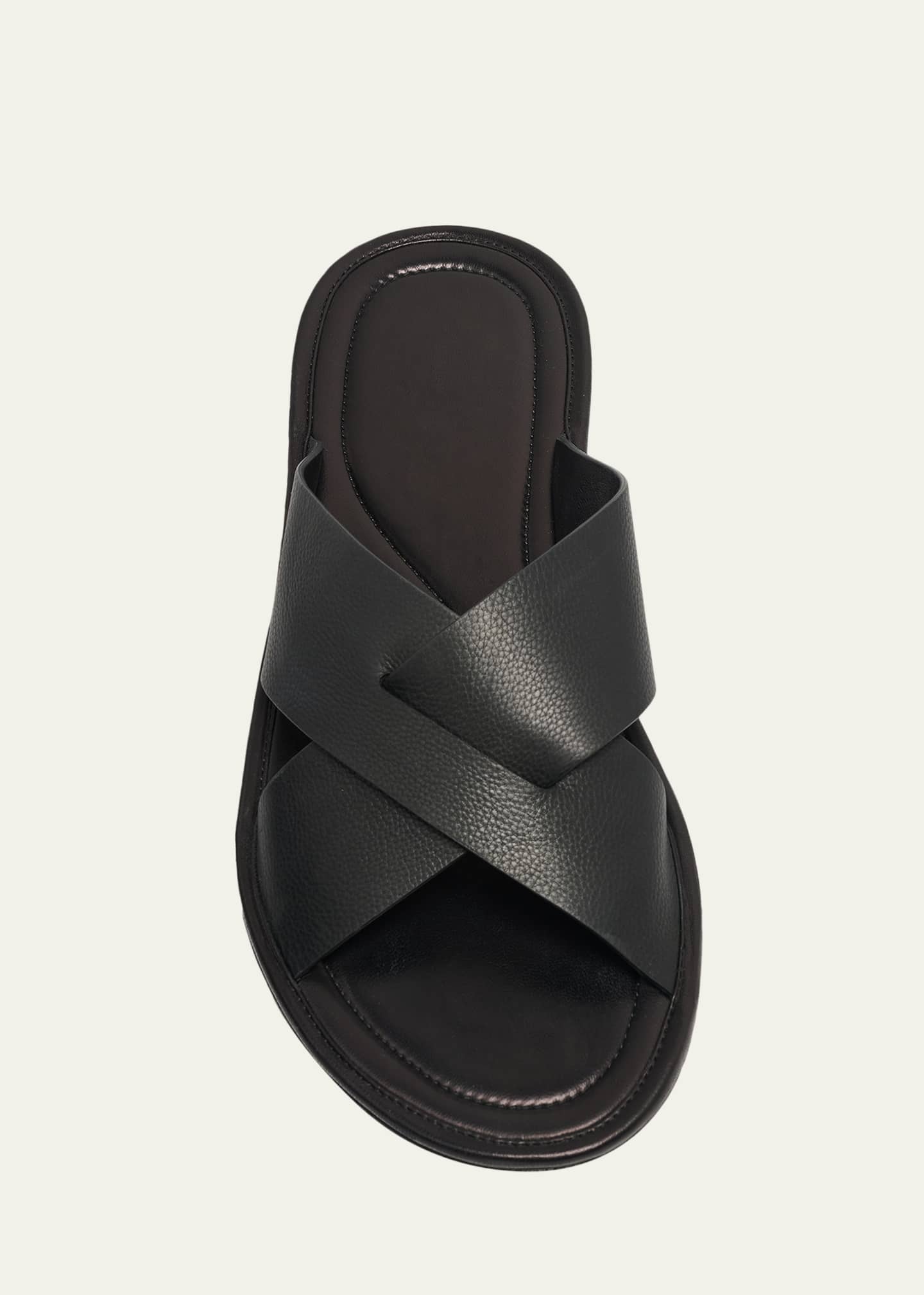 THE ROW Men's Malick Leather Cross-Strap Slides - Bergdorf Goodman