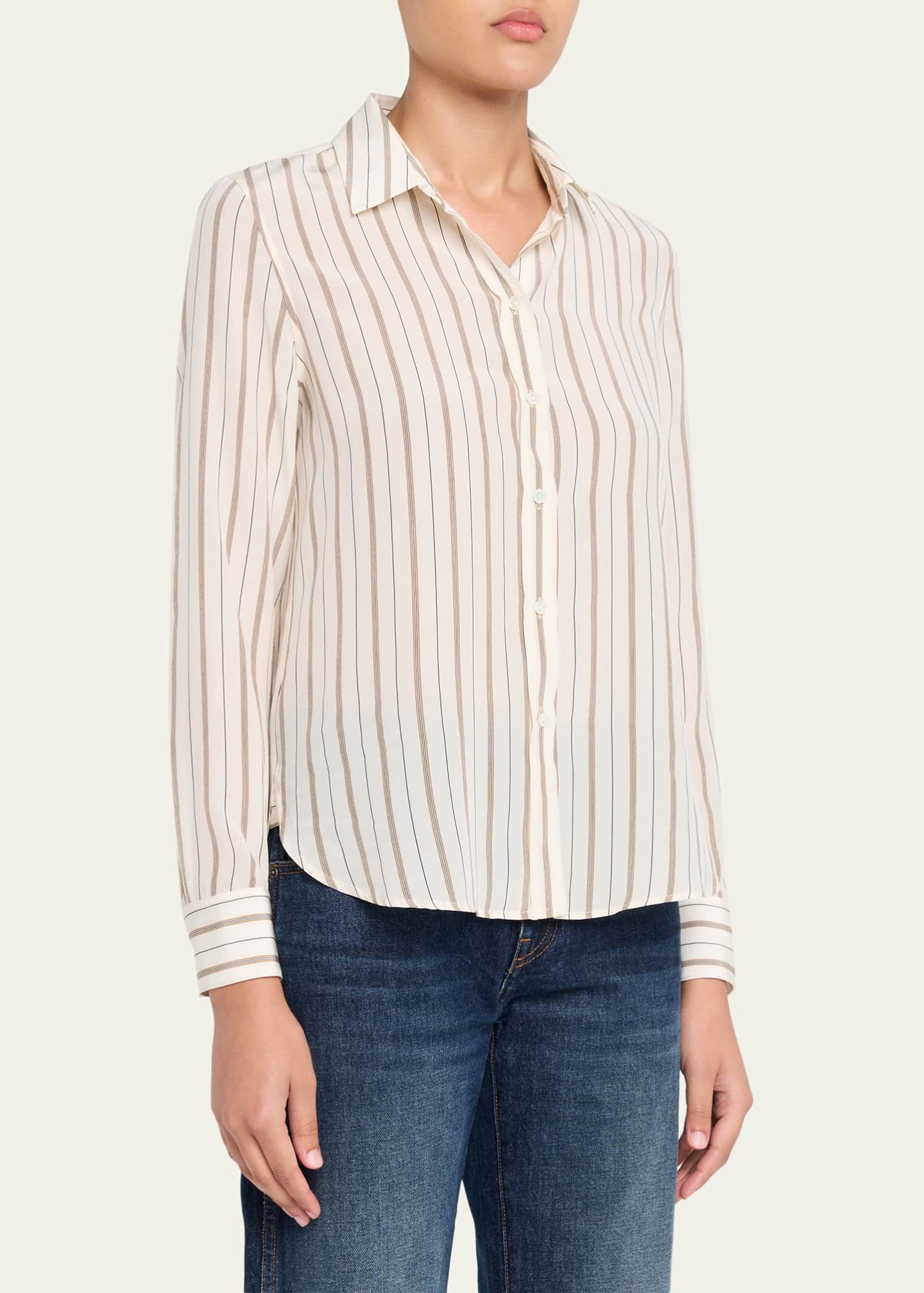 Nili Lotan Gaia Striped Silk Slim Button-Down Shirt - Bergdorf Goodman