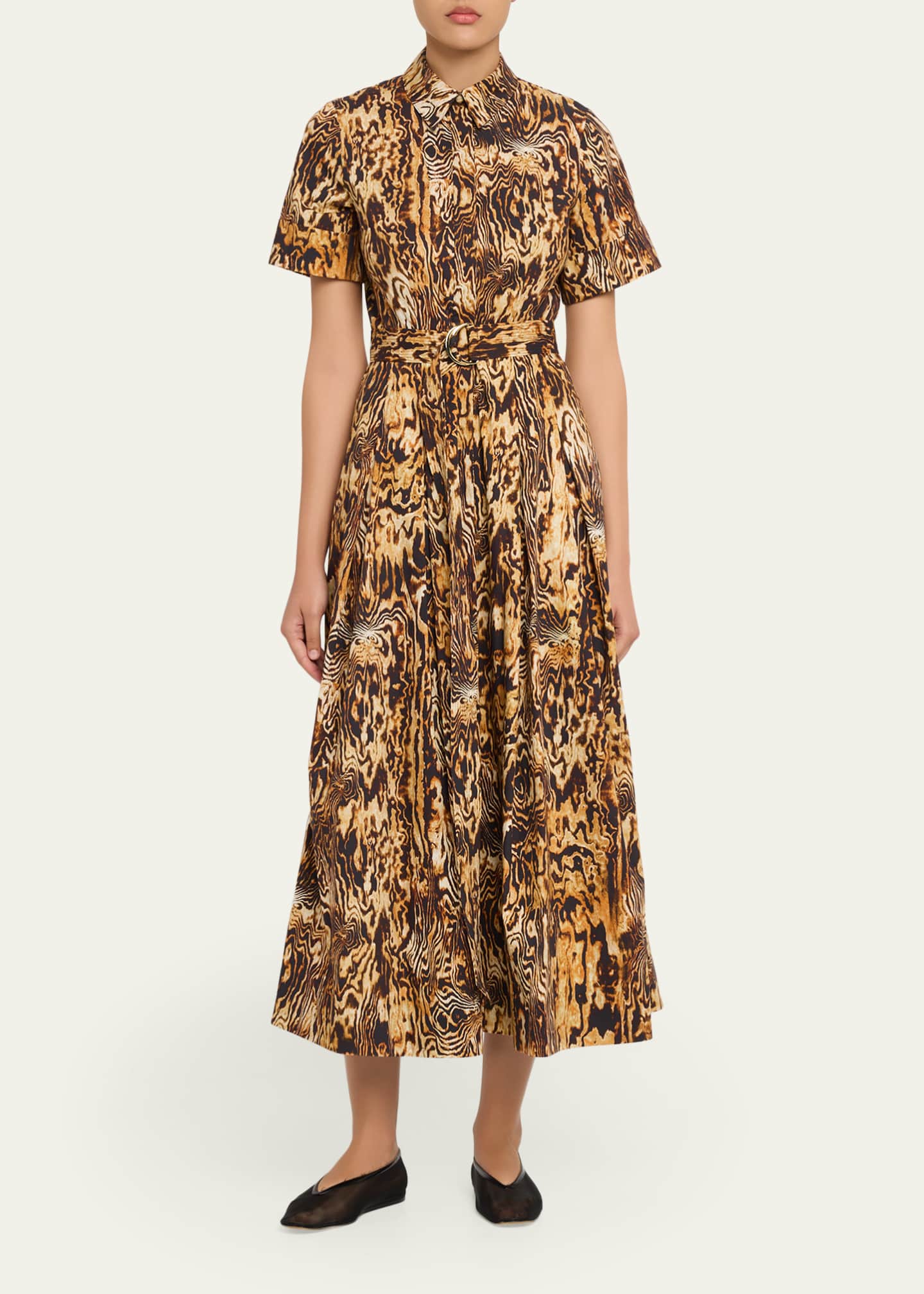 Adam Lippes Leighton Animal-Print Belted Midi Shirtdress - Bergdorf Goodman