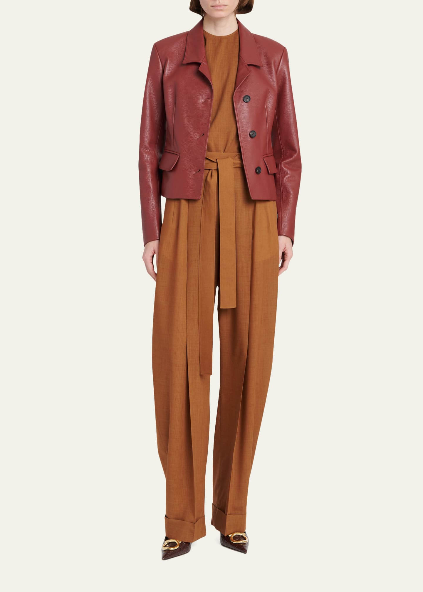 Ferragamo Cervo Single-Breasted Leather Jacket - Bergdorf Goodman