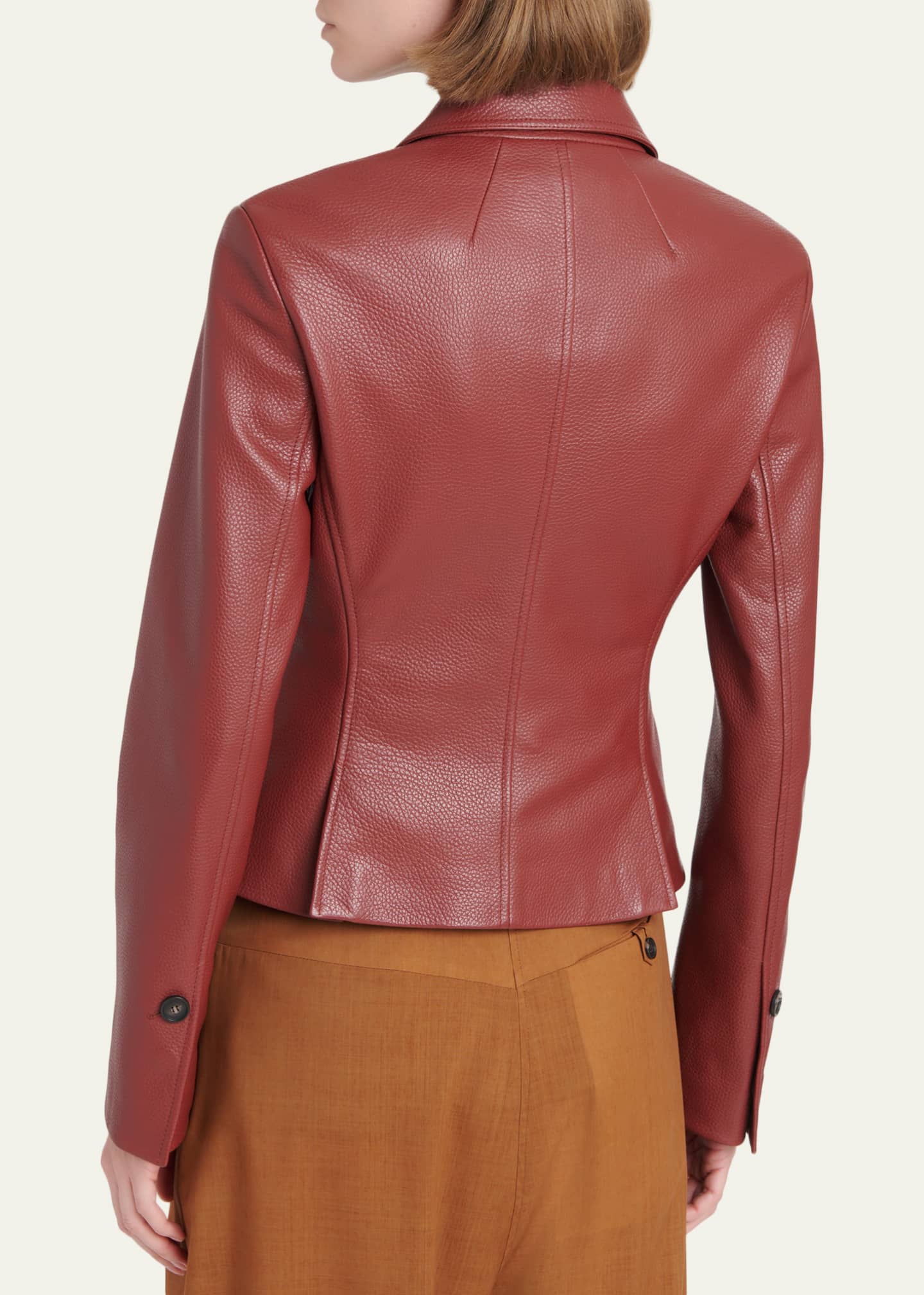 Ferragamo Cervo Single-Breasted Leather Jacket - Bergdorf Goodman