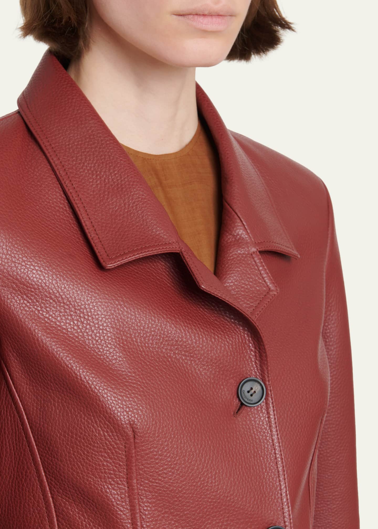 Ferragamo Cervo Single-Breasted Leather Jacket - Bergdorf Goodman