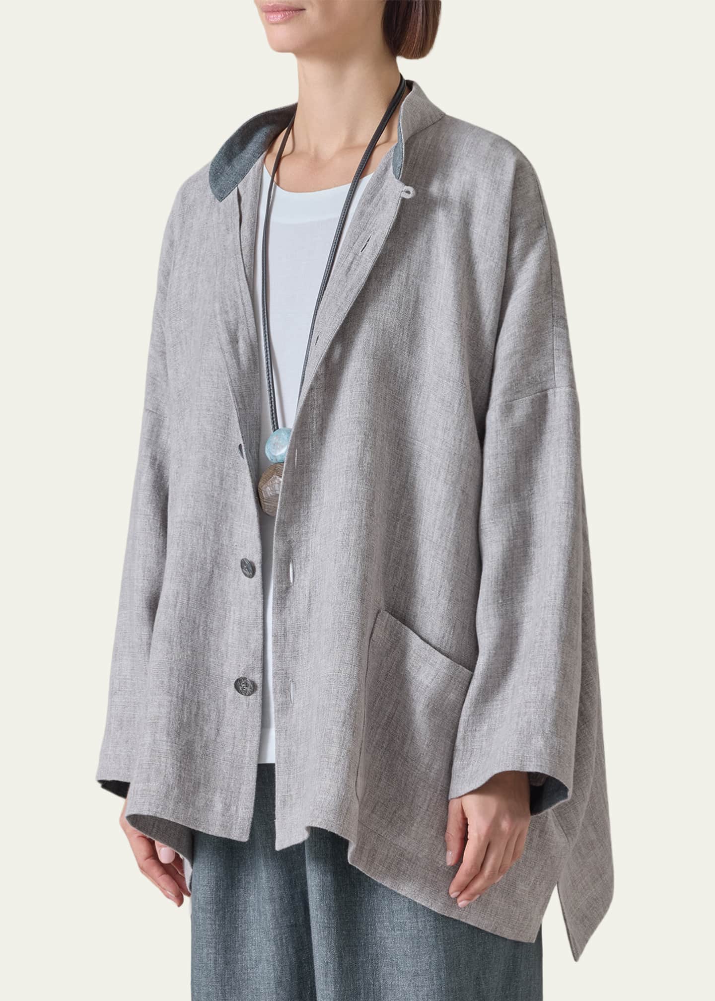 Eskandar Longer Back Wide Mandarin Jacket - Long Length - Bergdorf Goodman