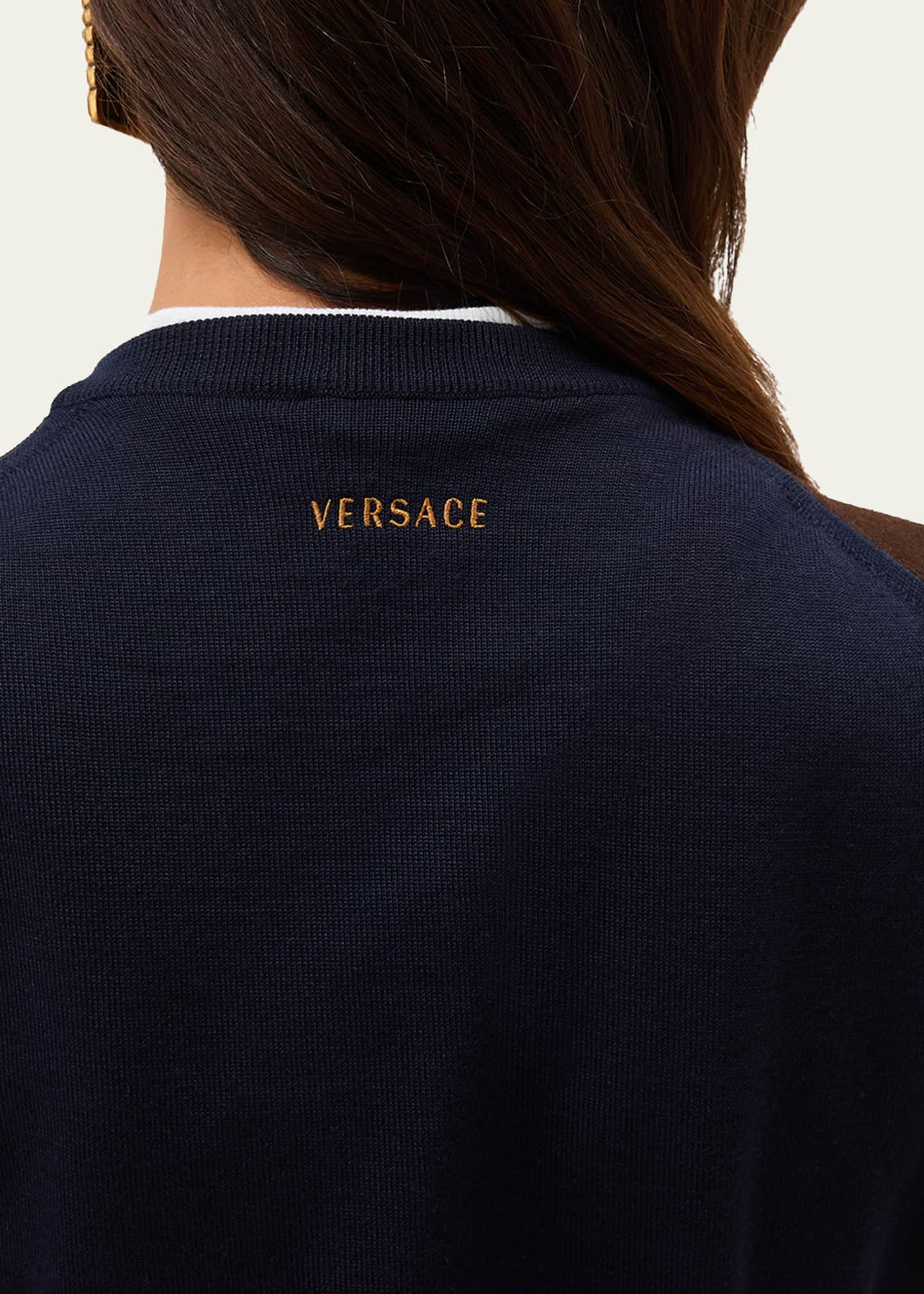 Versace Suede Patchwork Sweater Vest - Bergdorf Goodman