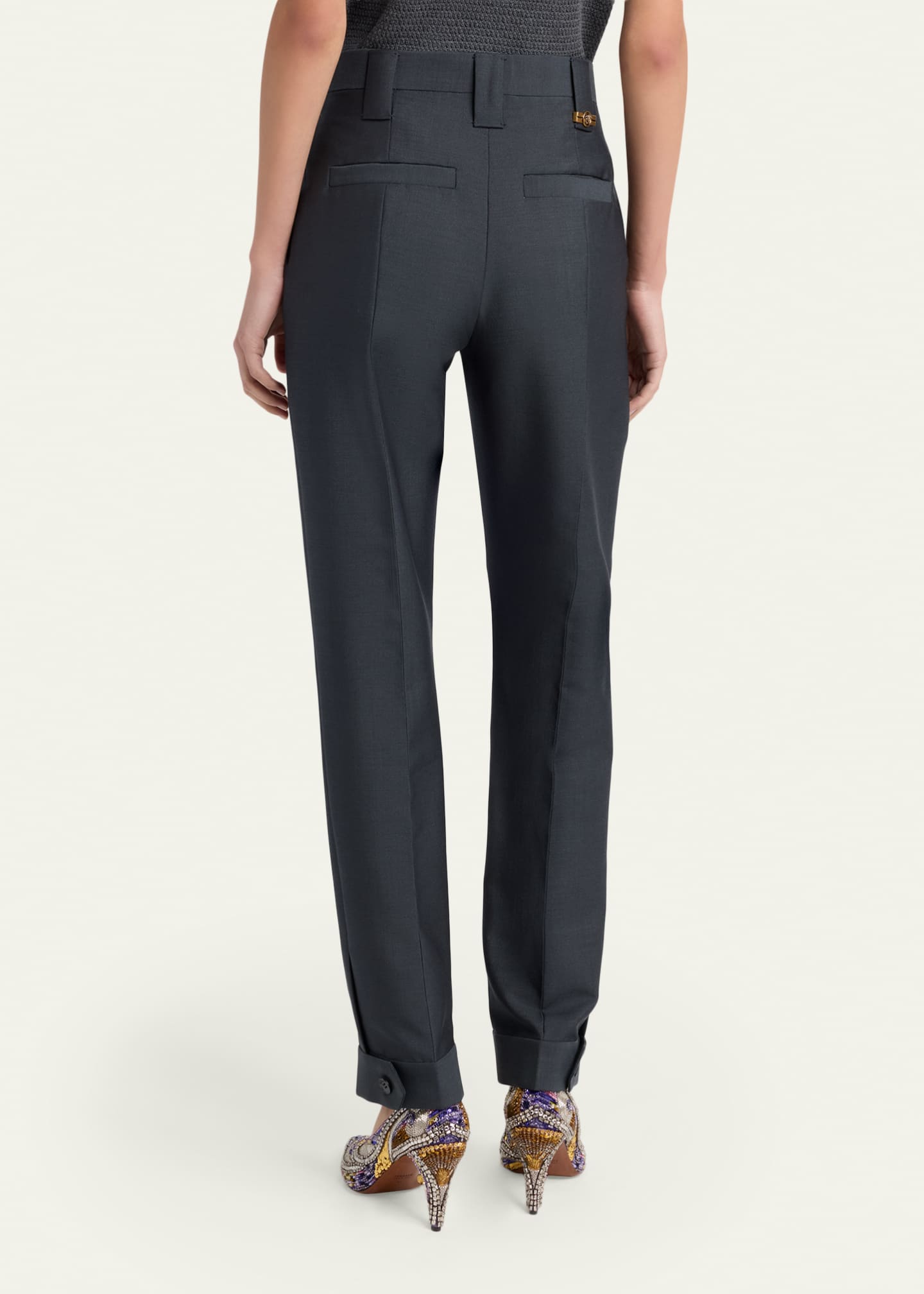 Versace Tapered Formal Wool Pants - Bergdorf Goodman
