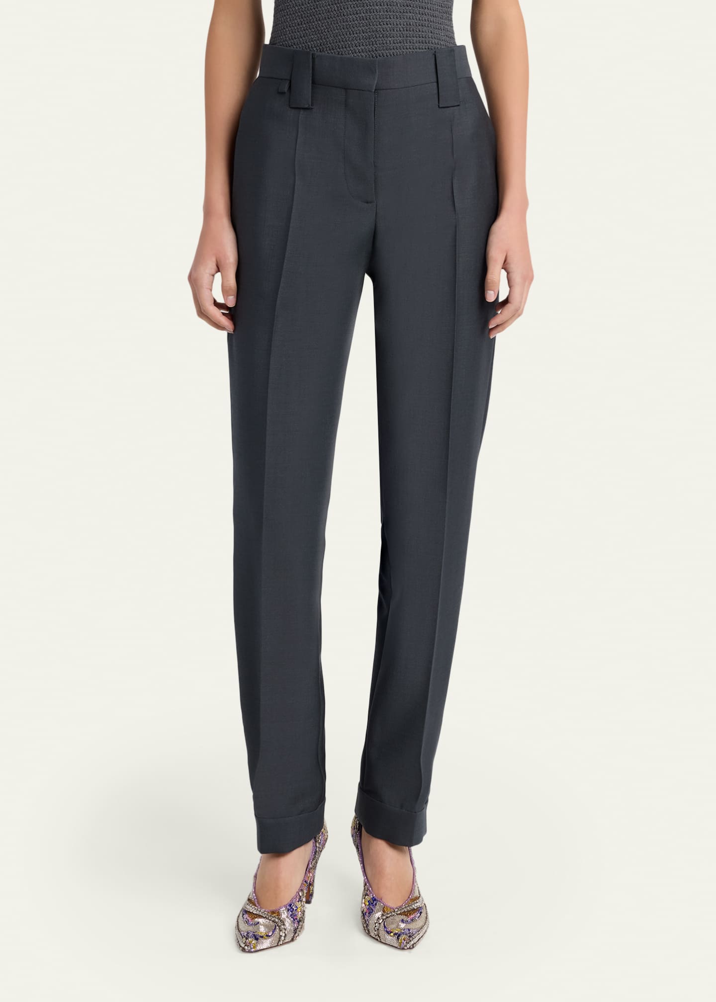 Versace Tapered Formal Wool Pants - Bergdorf Goodman