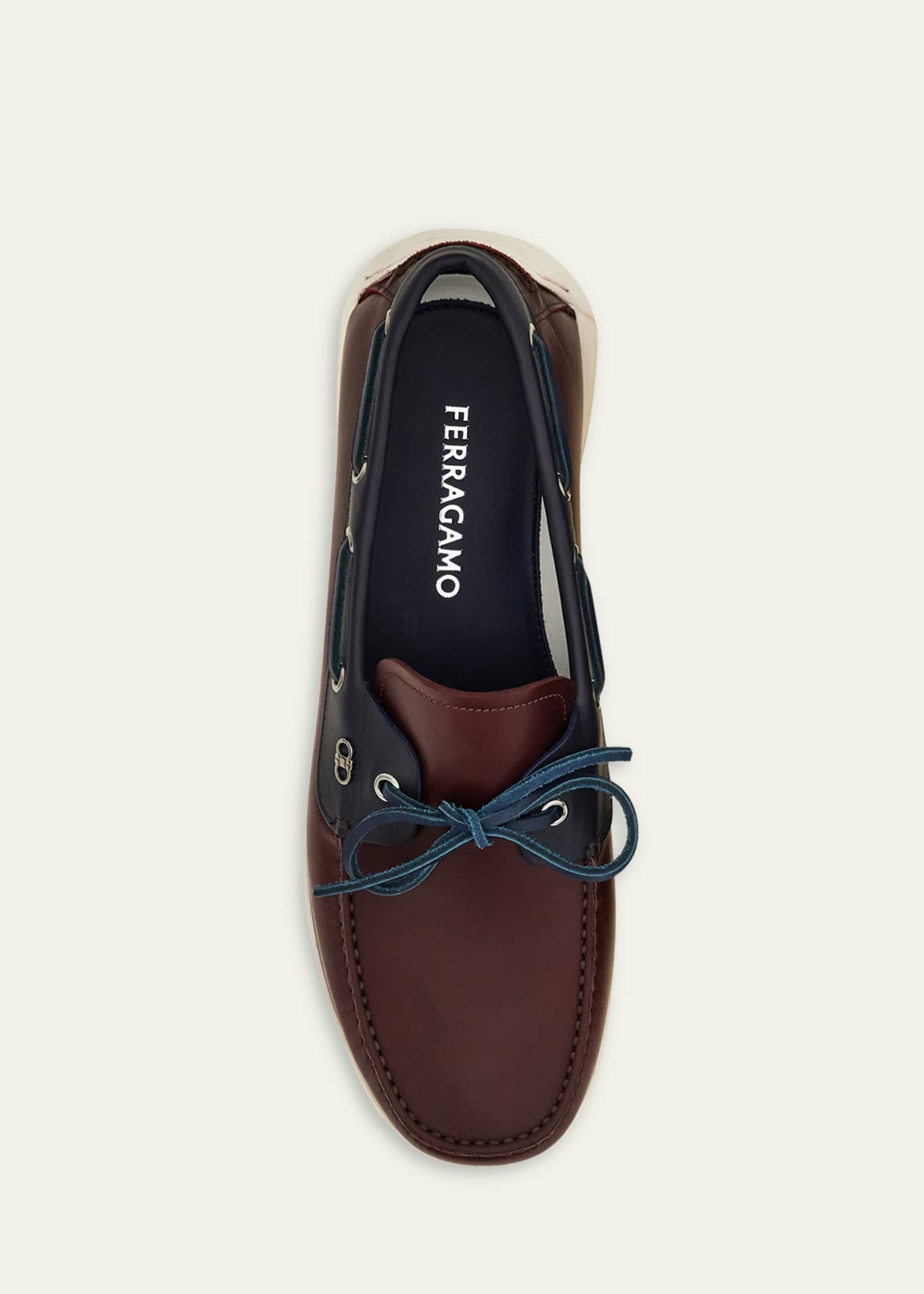 Ferragamo Men's Bahia Bicolor Leather Boat Shoes - Bergdorf Goodman