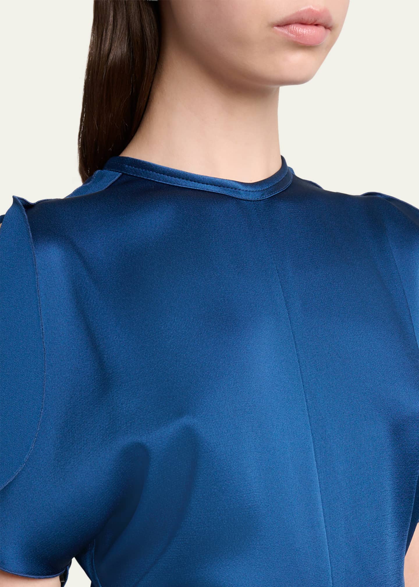 Victoria Beckham Gathered Waist Flutter-Sleeve Satin Gown - Bergdorf ...