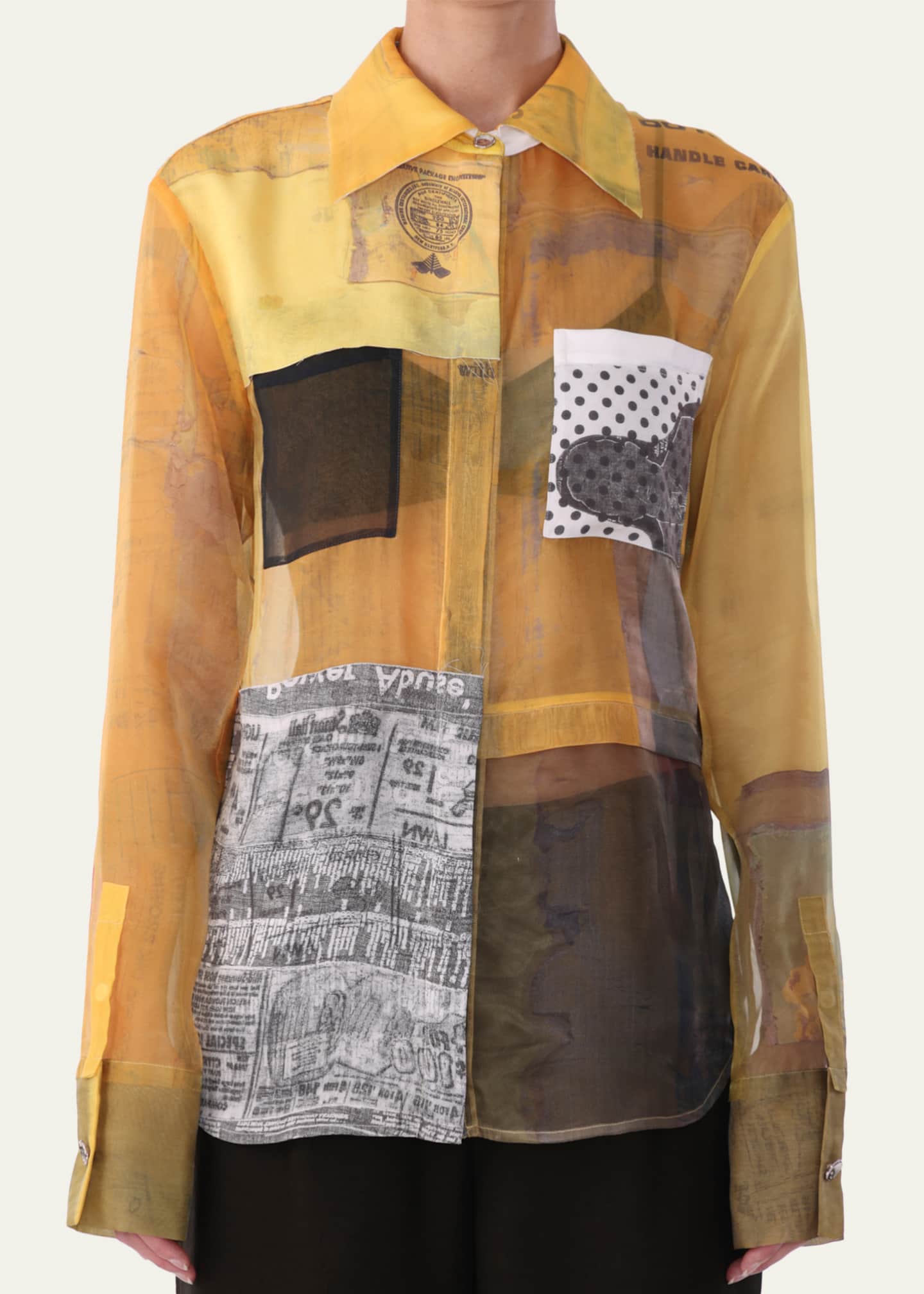 Jason Wu Collection Patchwork Button-Down Shirt - Bergdorf Goodman
