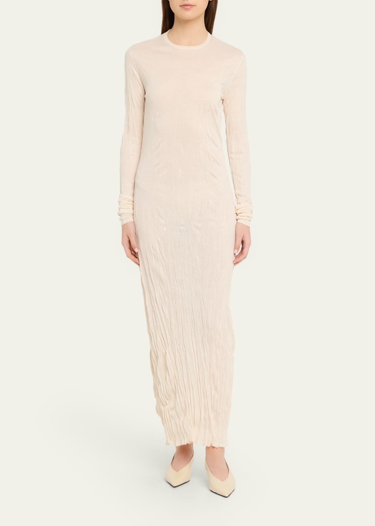 Toteme Rippled Long-Sleeve Column Dress - Bergdorf Goodman
