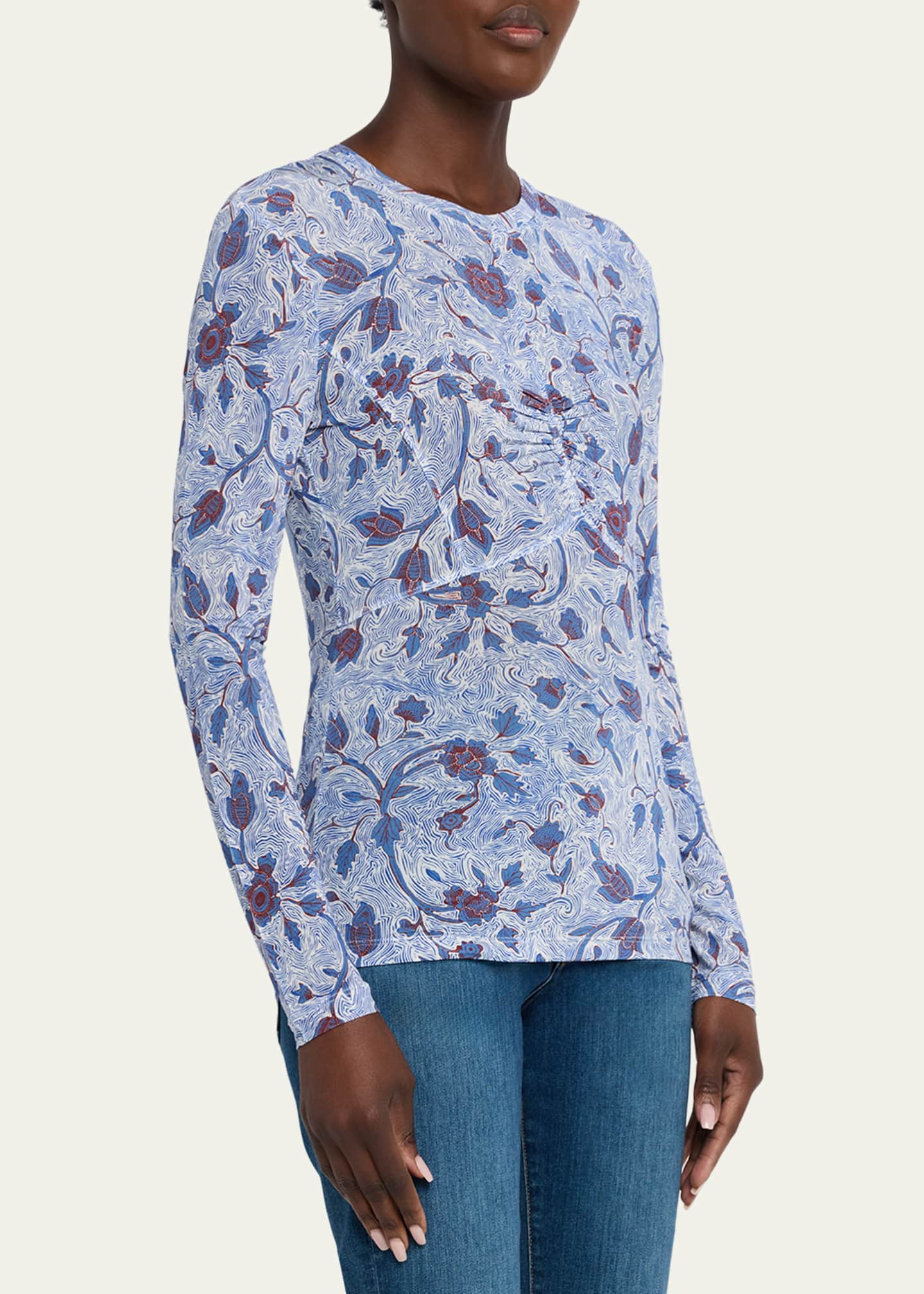 Ulla Johnson Neri Printed Long-Sleeve Top - Bergdorf Goodman