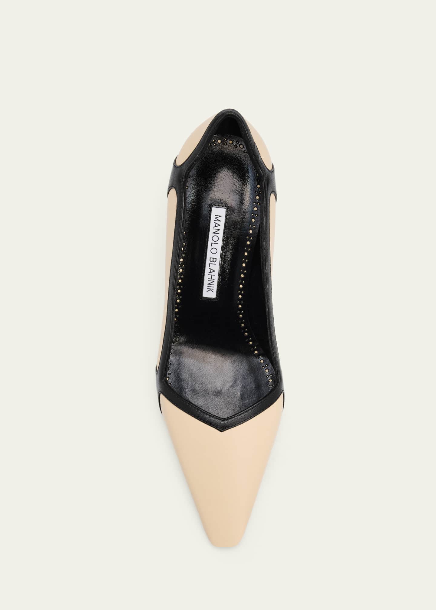 Manolo Blahnik Ruvian 70mm Two-Tone Leather Pumps - Bergdorf Goodman