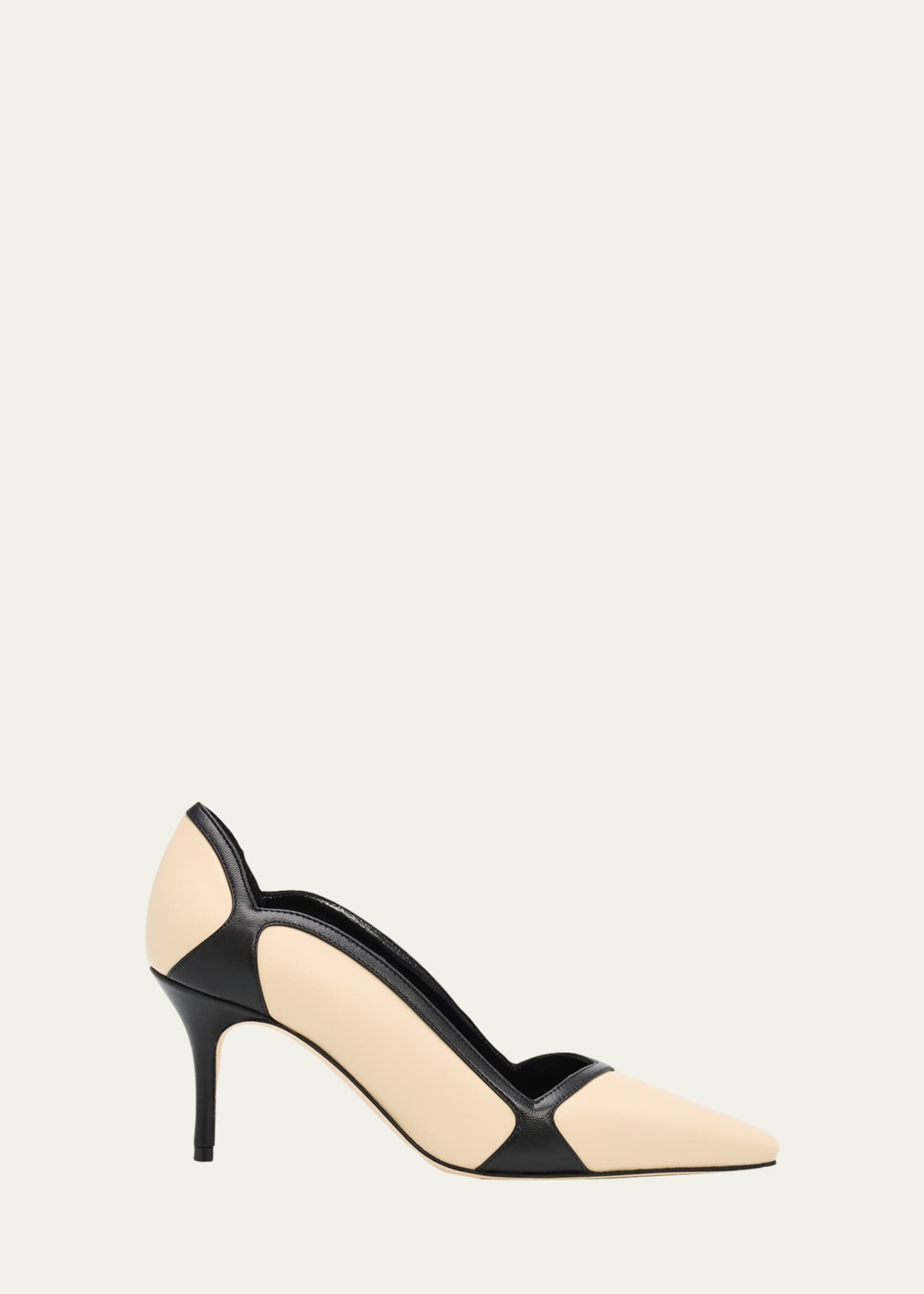 Manolo Blahnik Ruvian 70mm Two-Tone Leather Pumps - Bergdorf Goodman
