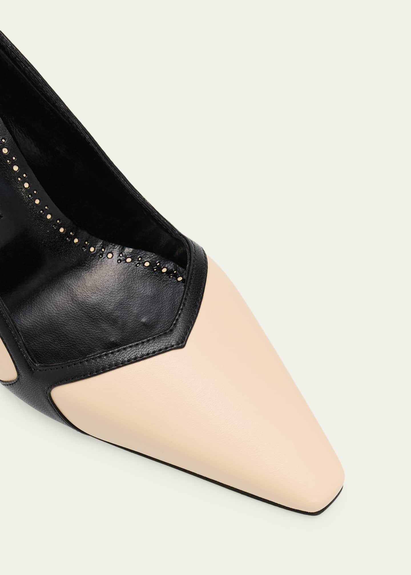 Manolo Blahnik Ruvian 70mm Two-Tone Leather Pumps - Bergdorf Goodman