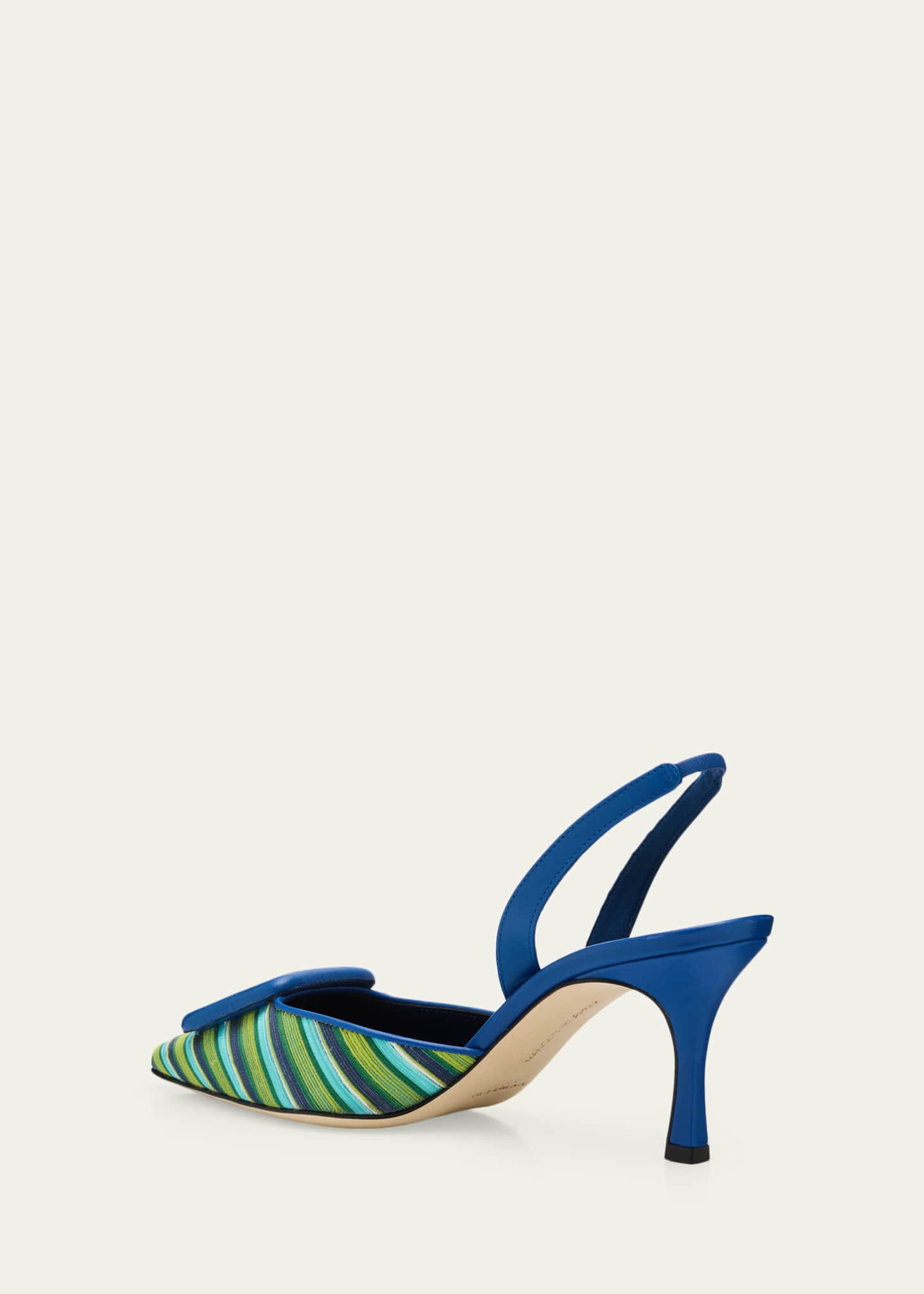 Manolo Blahnik Mayslibi 70mm Striped Slingback Pumps with Buckle ...