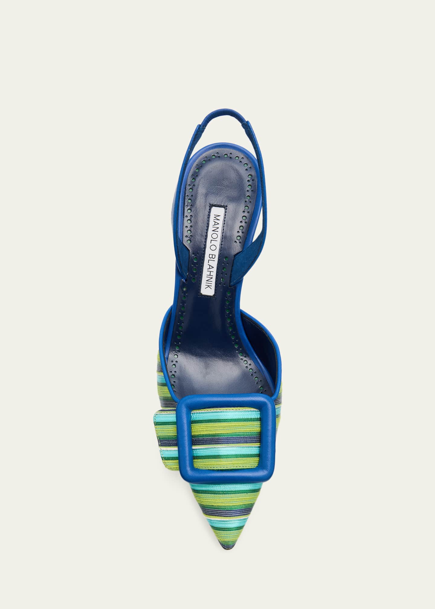 Manolo Blahnik Mayslibi 70mm Striped Slingback Pumps with Buckle ...